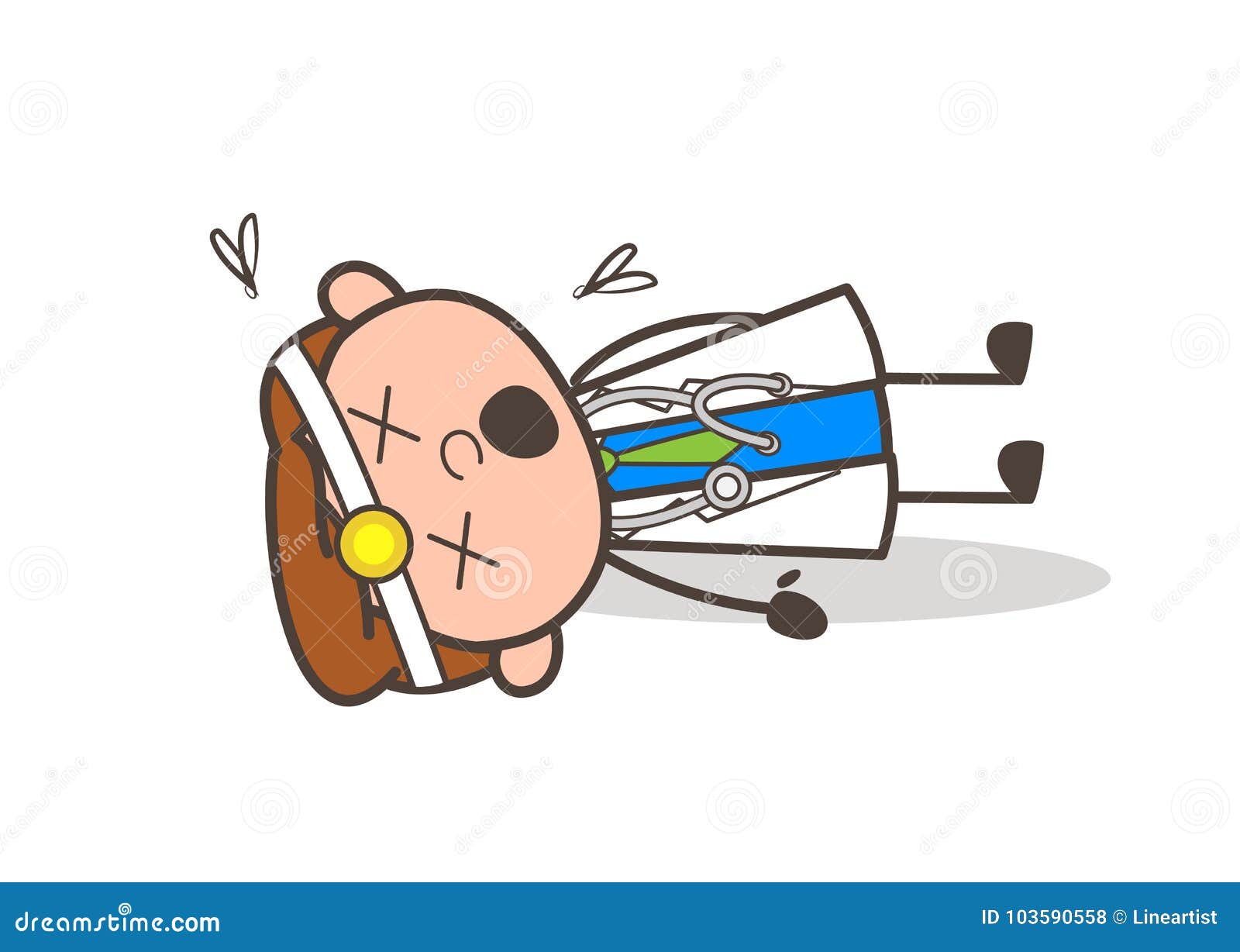 Cartoon Doctor Dead Body Vector Stock Illustration - Illustration of ...