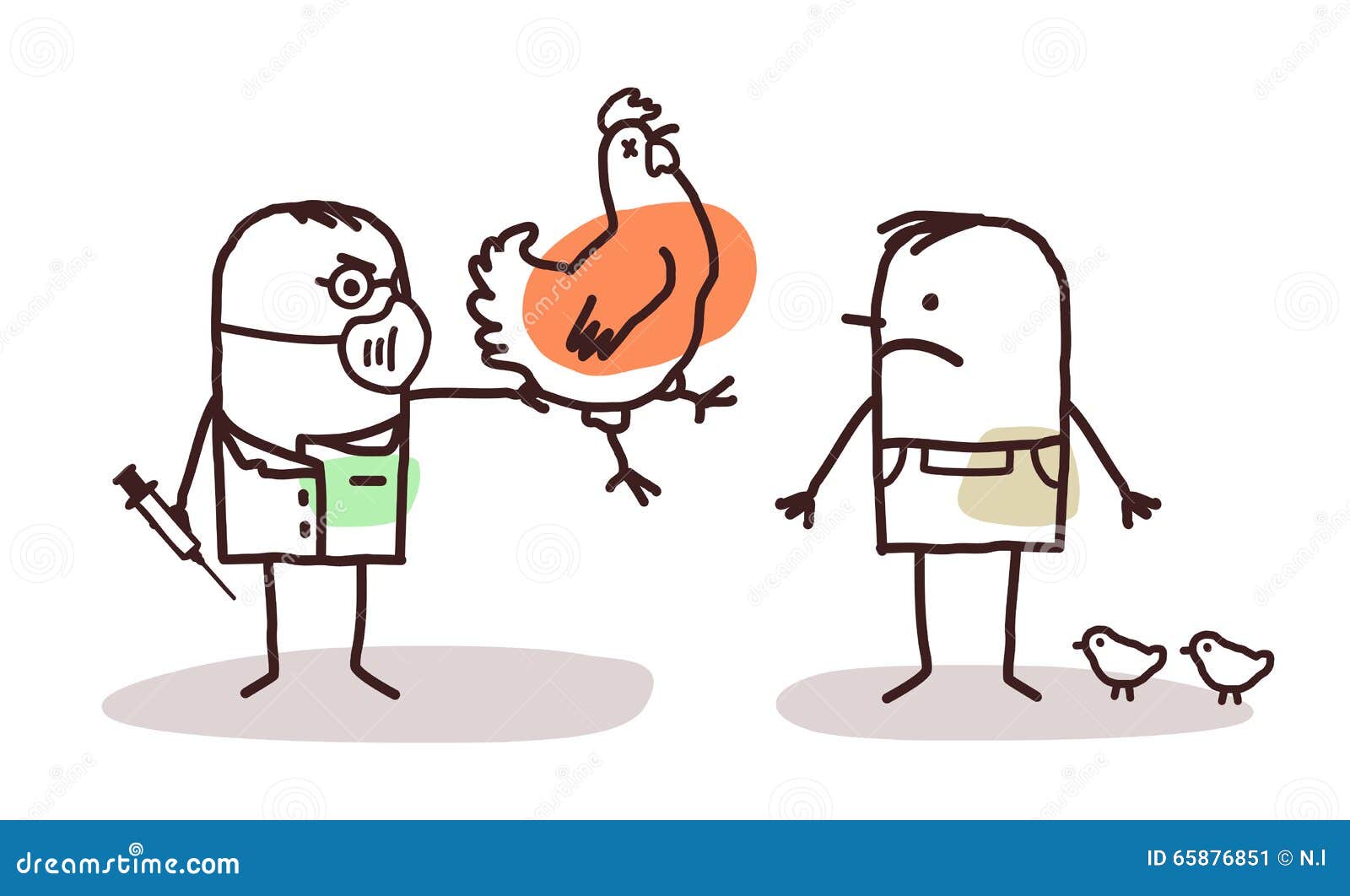 Cartoon Doctor And Farmer With Sick Chicken | CartoonDealer.com #65876851
