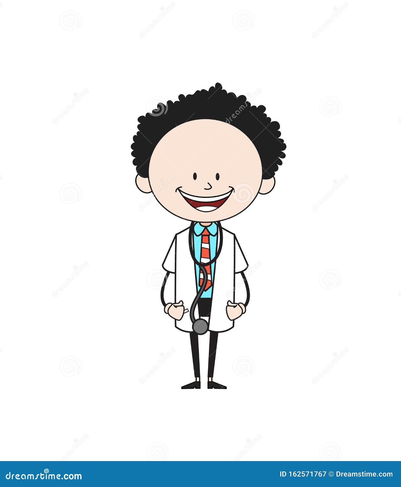 Cartoon Doctor - in Happy Mood Stock Vector - Illustration of smile ...