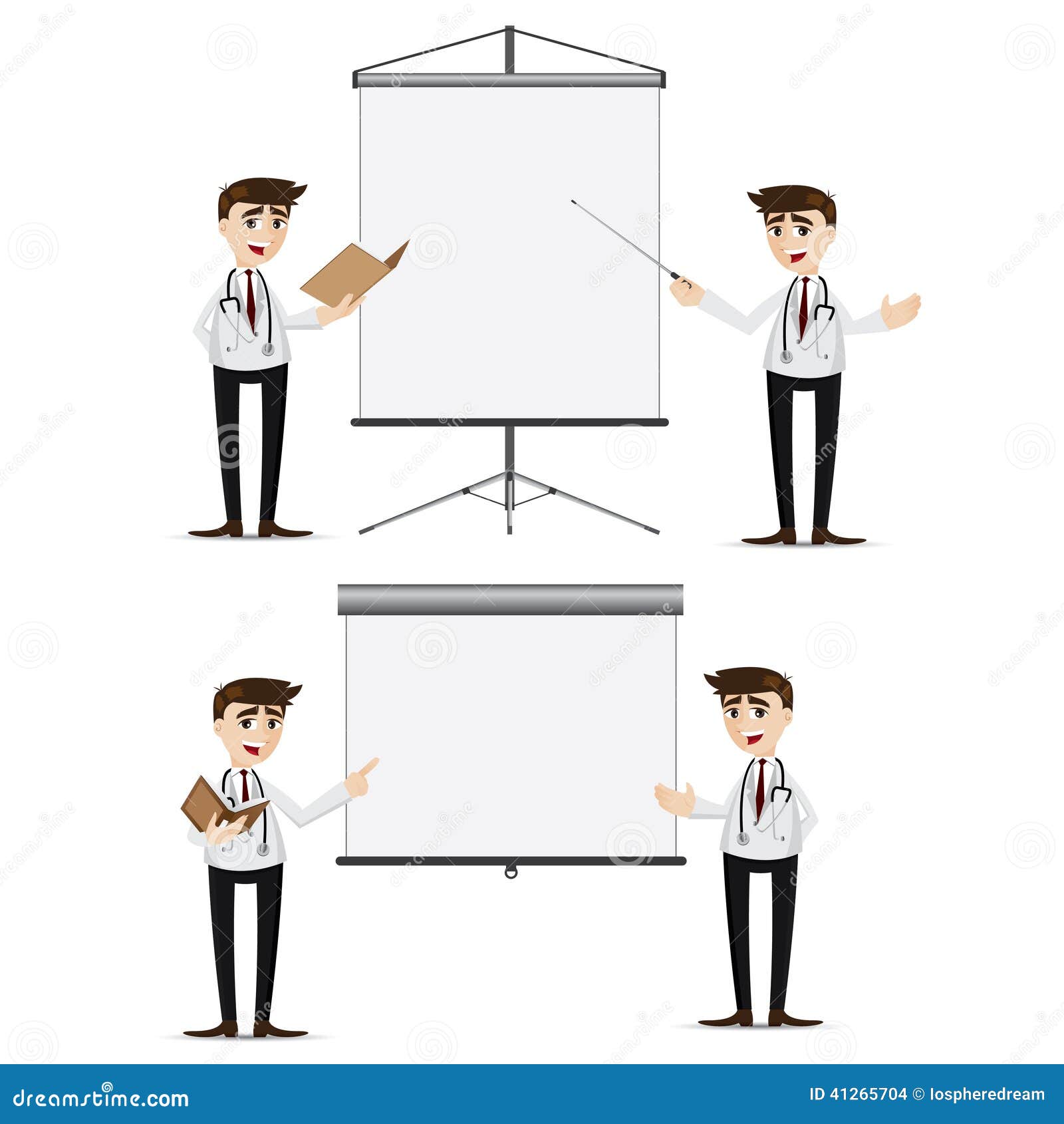 Cartoon Doctor Presentation with Blank Board Set Stock Vector ...