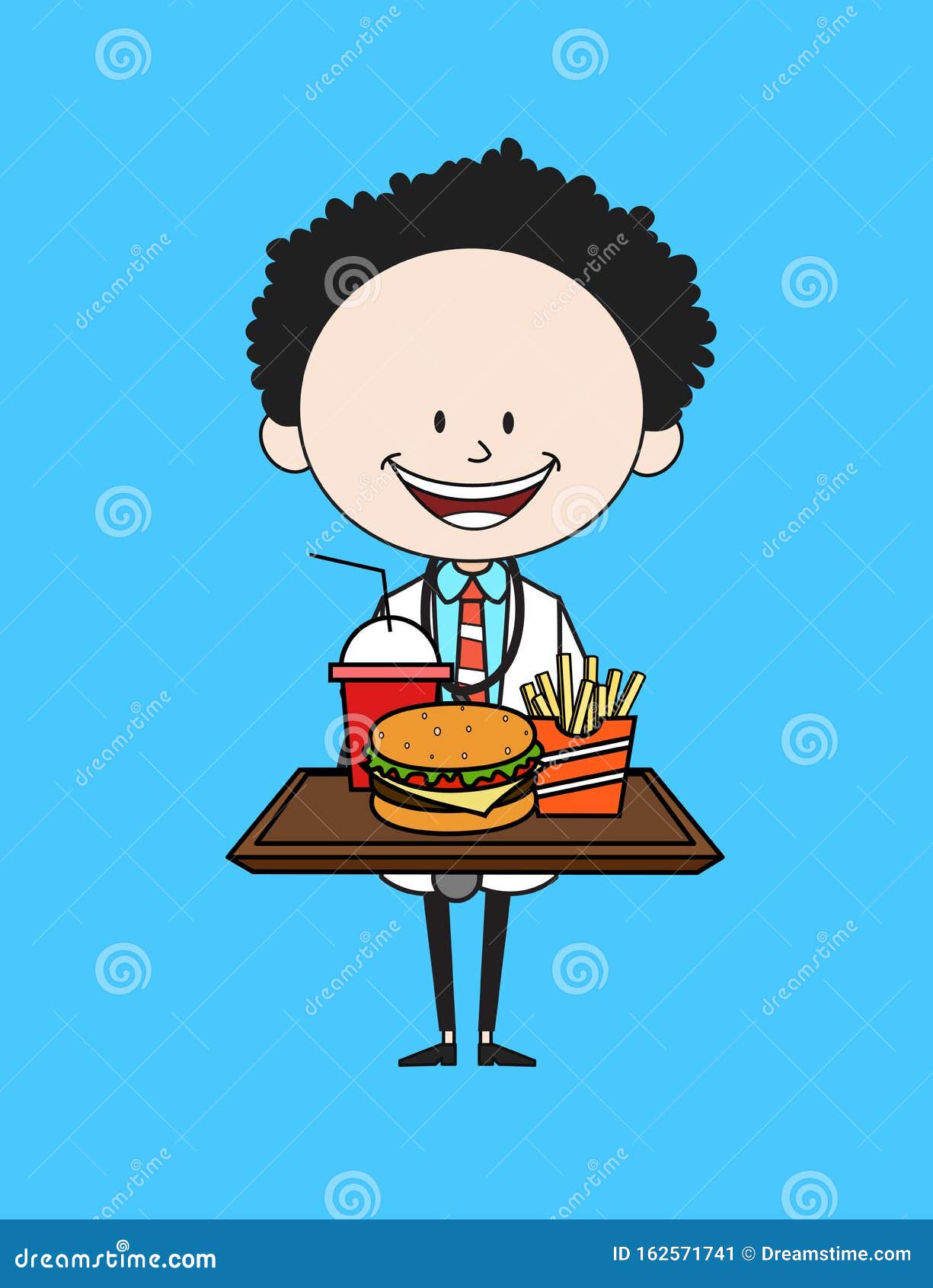 Cartoon Doctor - Presenting Fast Foods Stock Vector - Illustration of ...