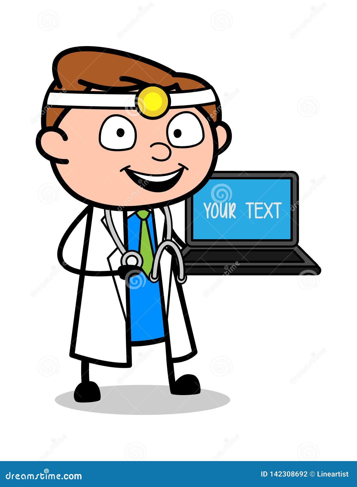 Cartoon Doctor Presenting a Laptop Vector Stock Illustration ...