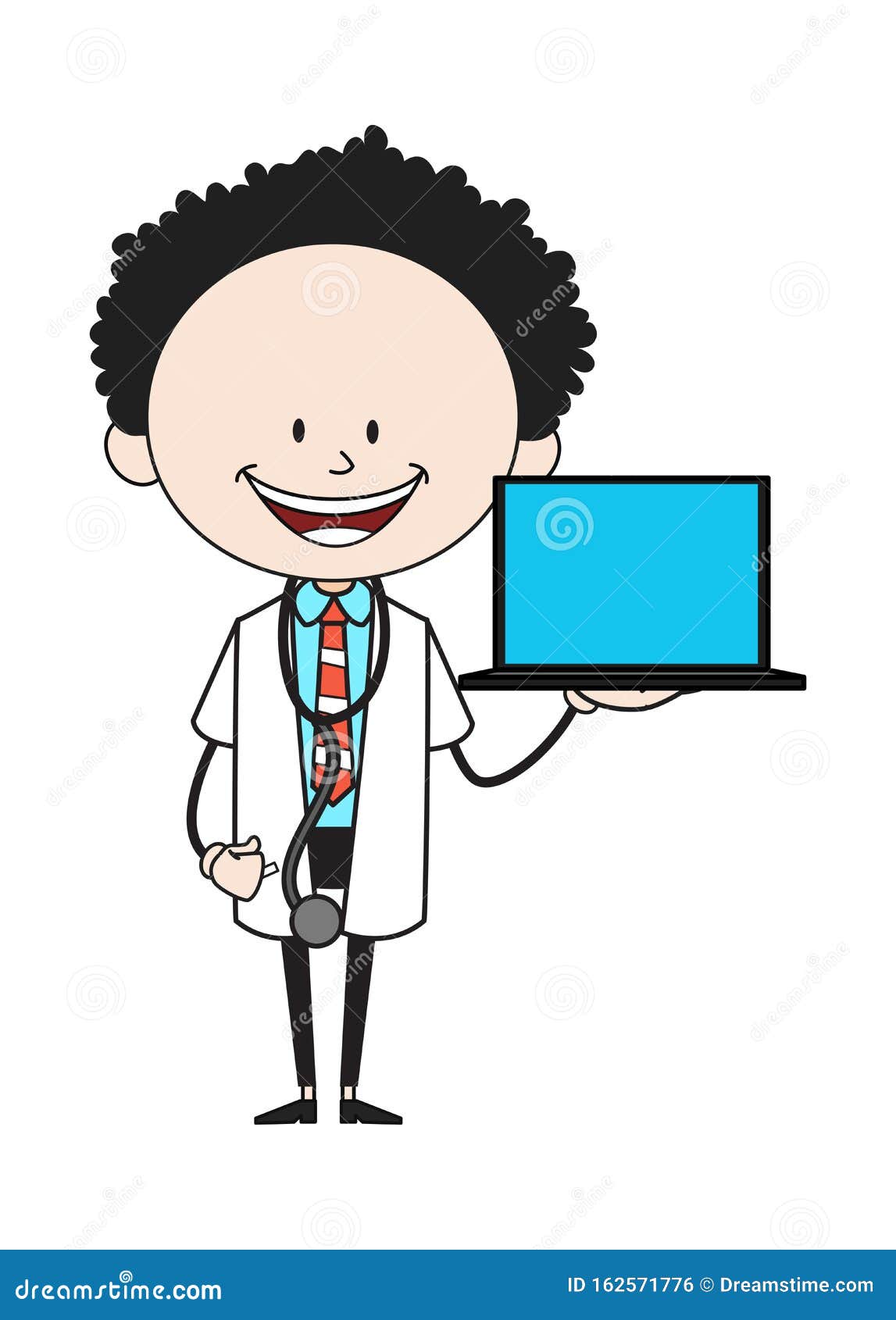 Cartoon Doctor - Presenting a Laptop Stock Vector - Illustration of ...