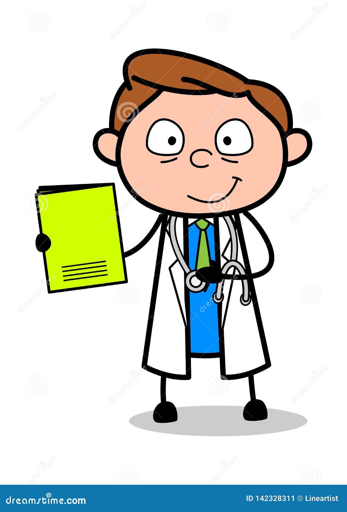 Cartoon Doctor Presenting a Notebook Vector Stock Illustration ...