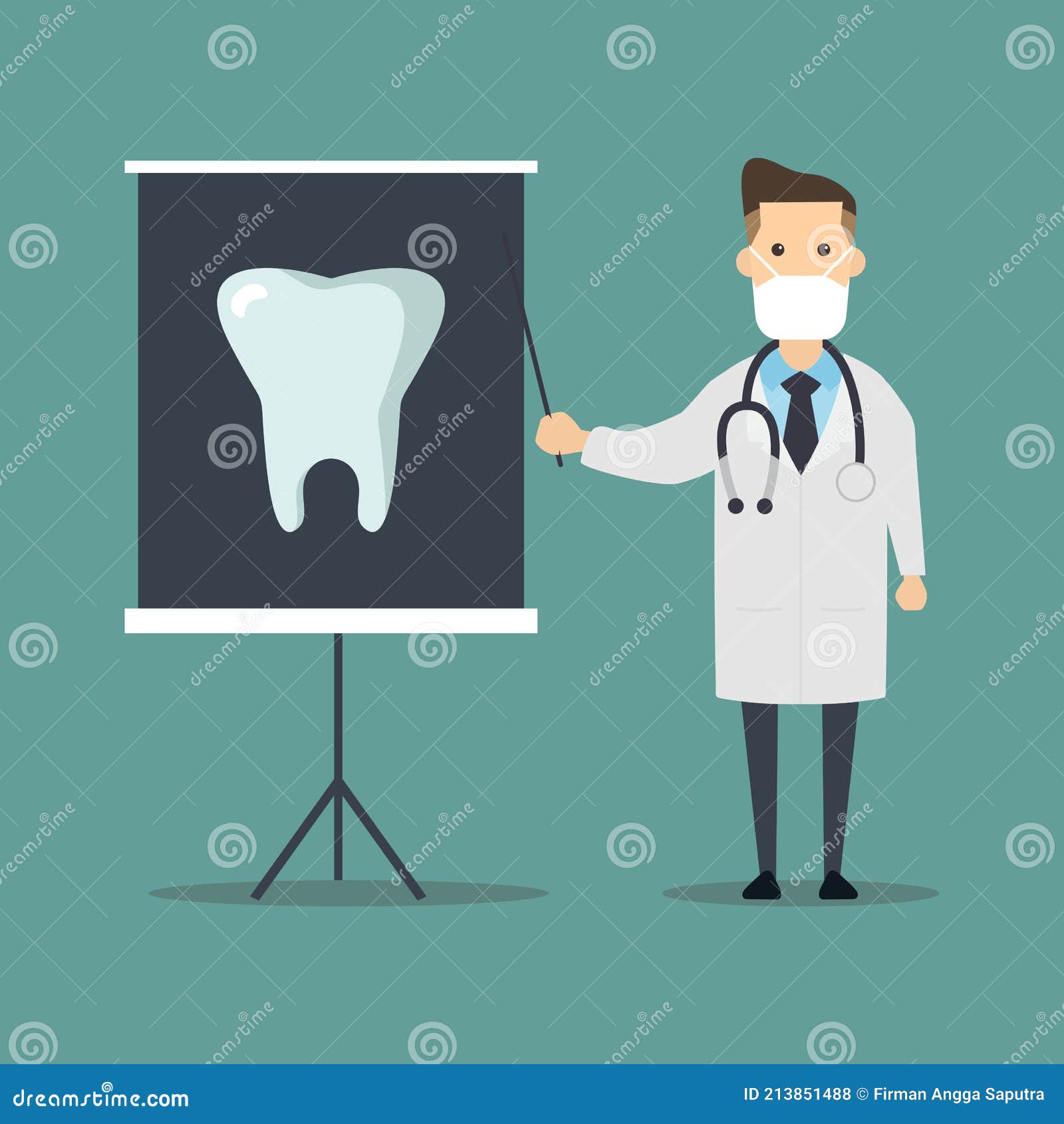A Cartoon of a Doctor Presenting about Teeth Stock Vector ...