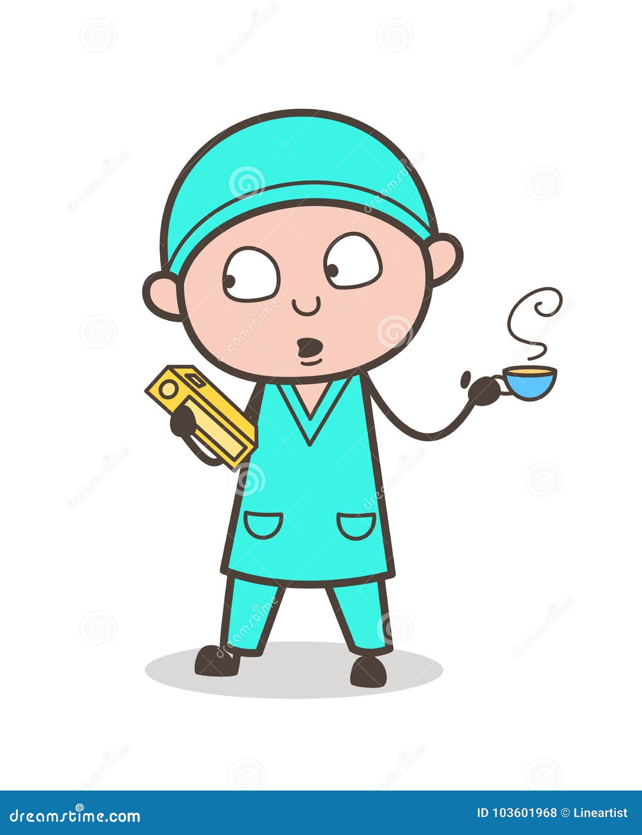 Cartoon Doctor Reading Book in Break-Time Vector Concept Stock ...