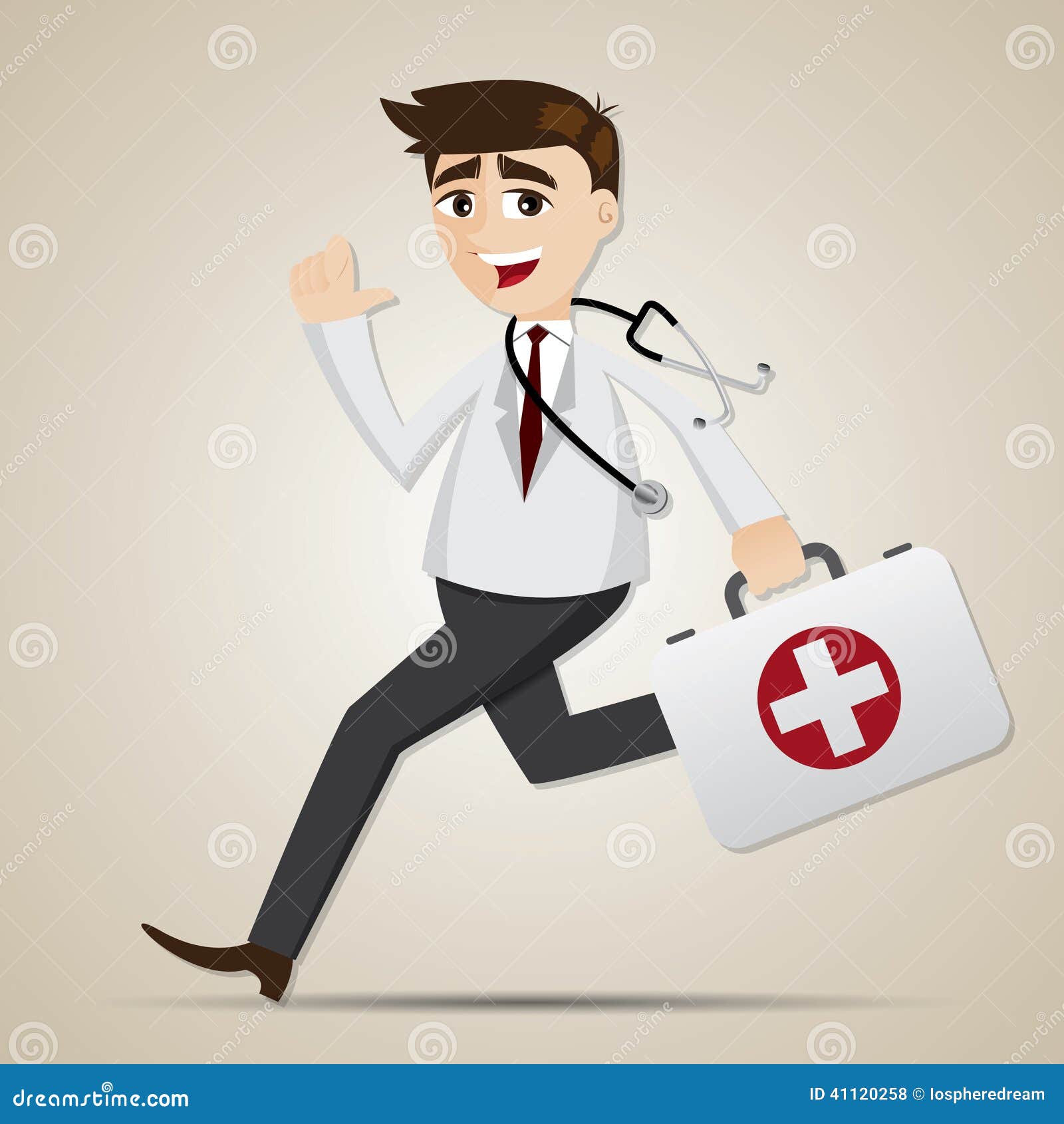 Cartoon Doctor Running with First Aid Box Stock Vector - Illustration ...
