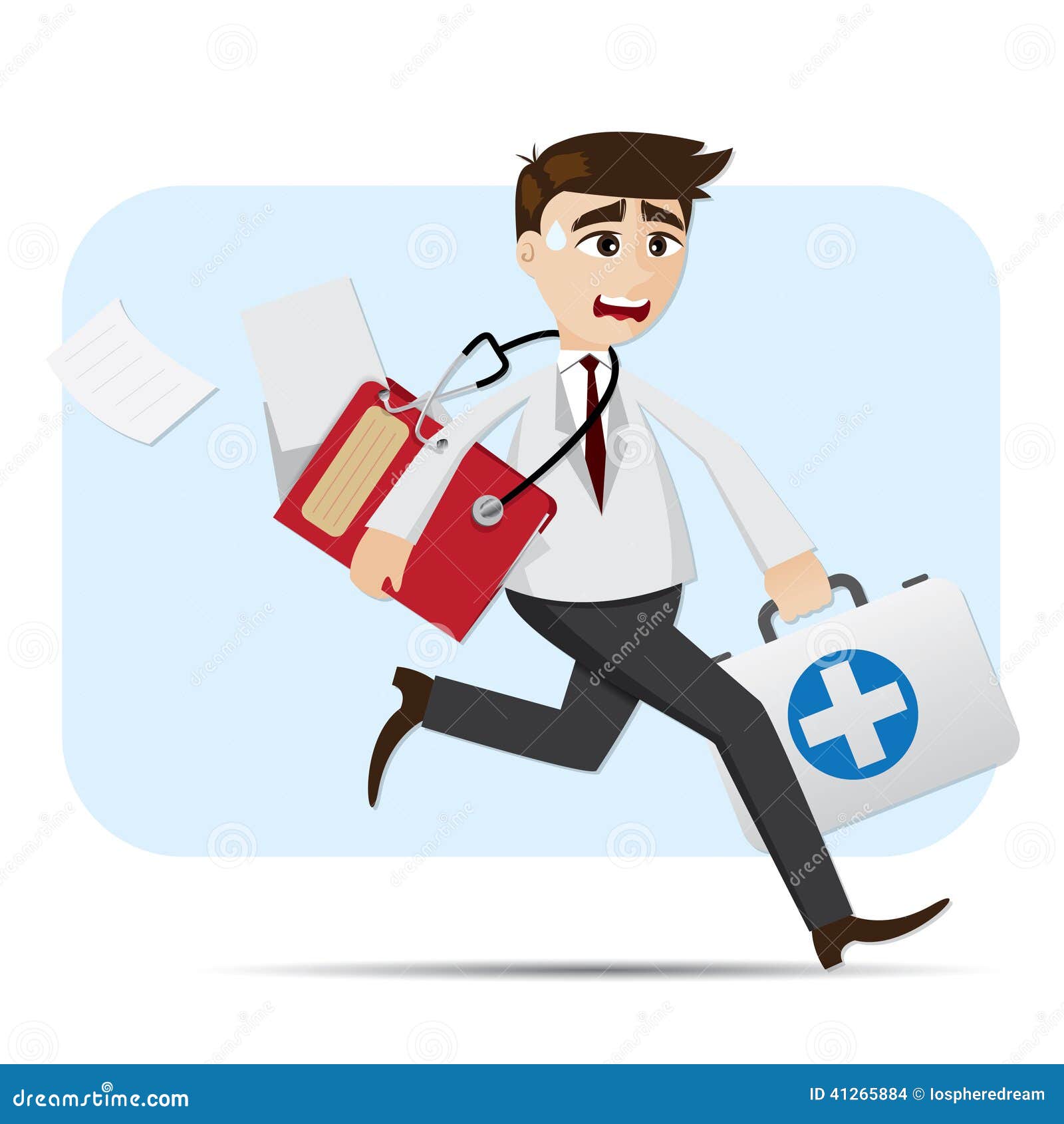 Cartoon Doctor in Rush Hour Stock Vector - Illustration of folder ...