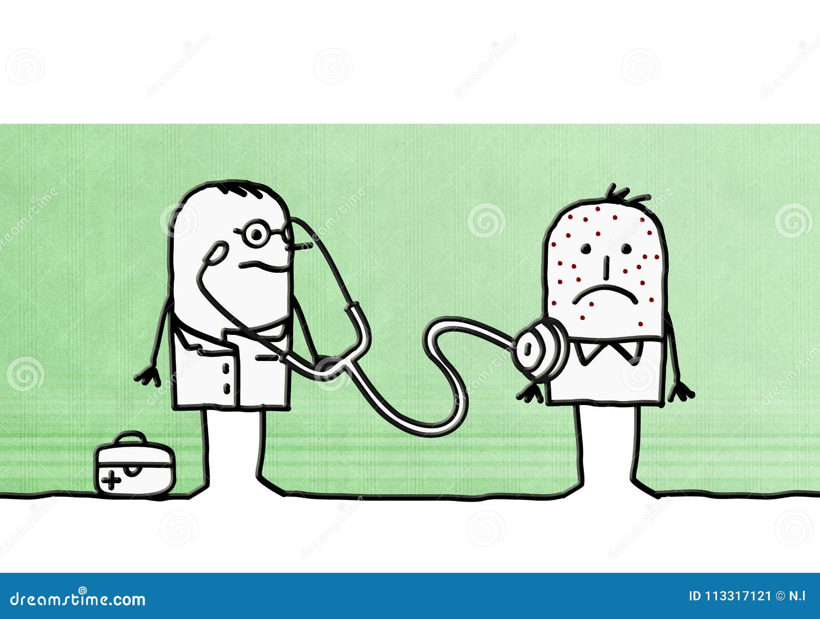 Cartoon Doctor with Sick Man Stock Illustration - Illustration of ...