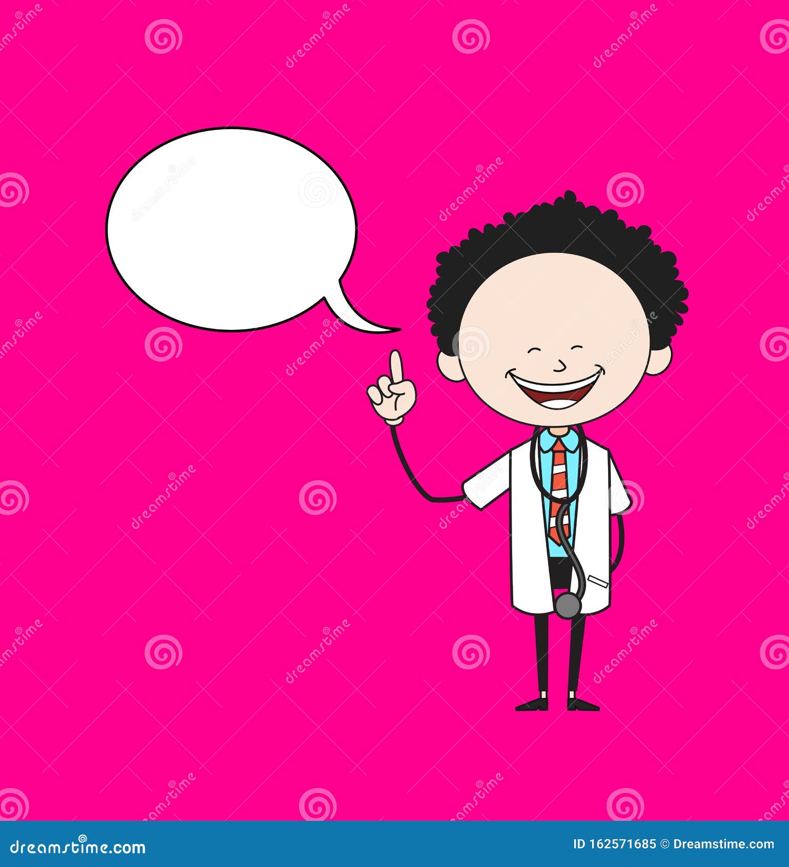 Cartoon Doctor - Smiling and Pointing To Speech Bubble Stock Vector ...