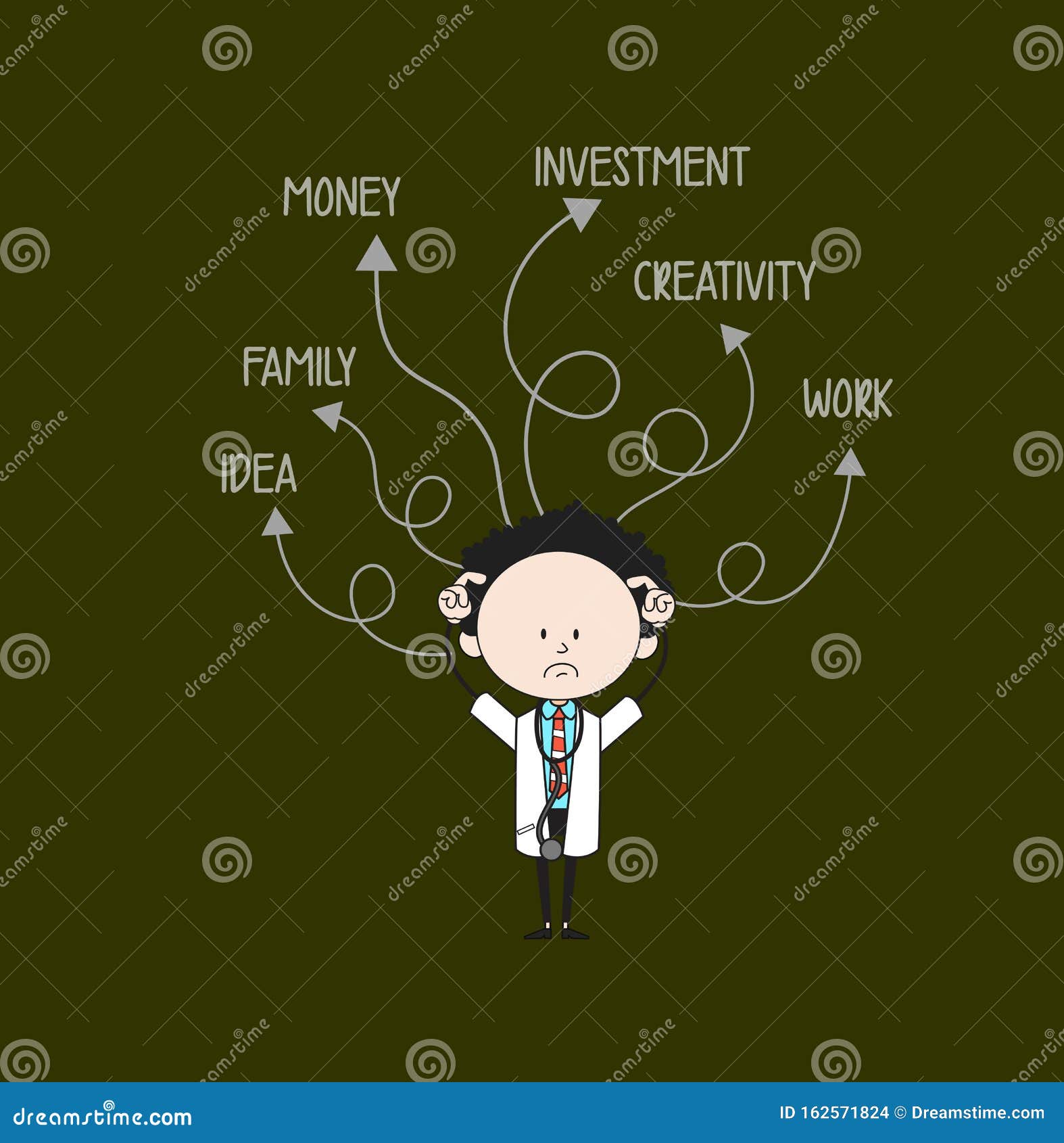 Cartoon Doctor - with Various Thoughts Stock Vector - Illustration of ...
