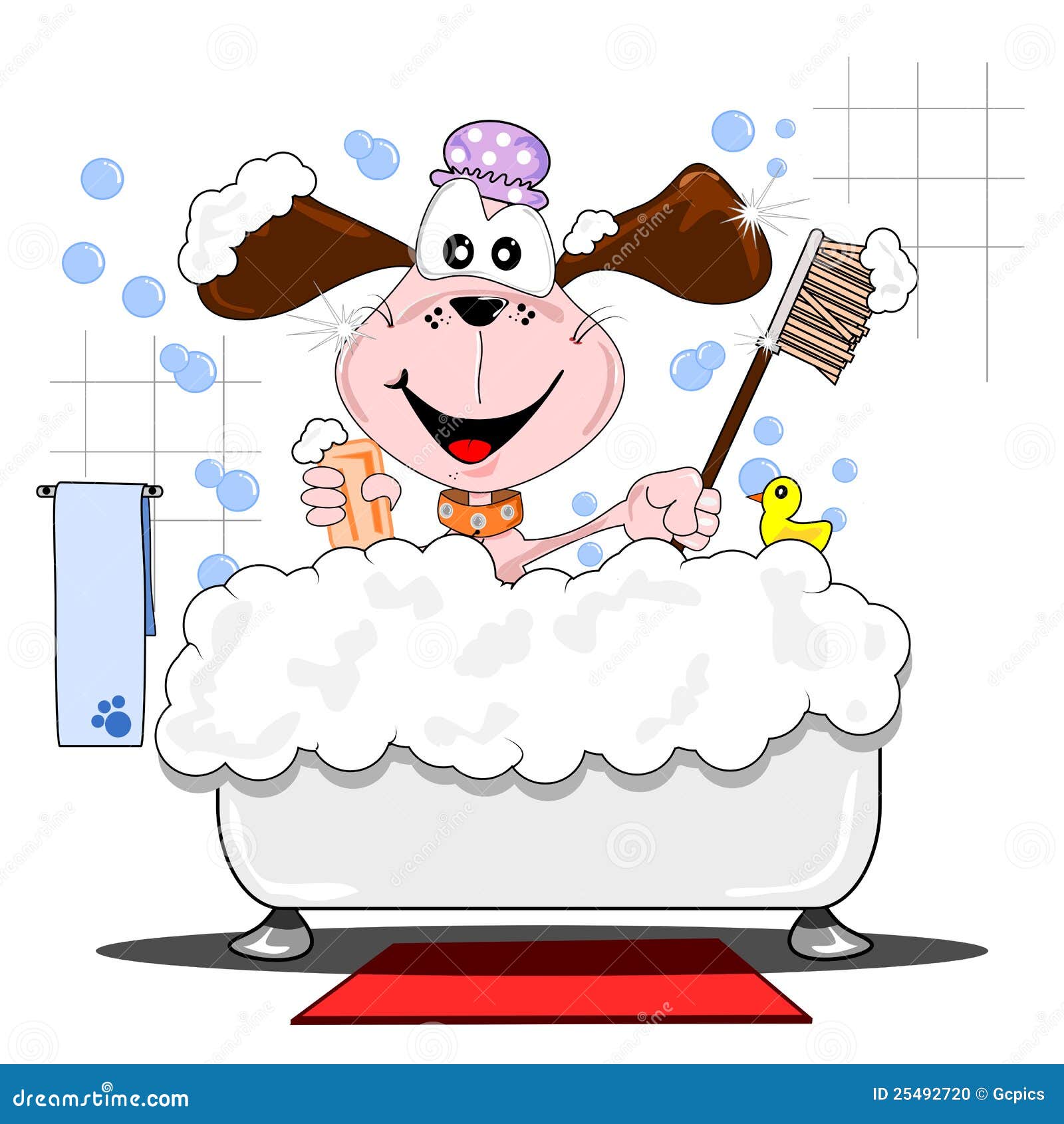 Cartoon Dog In The Bath Vector Illustration | CartoonDealer.com #25492720