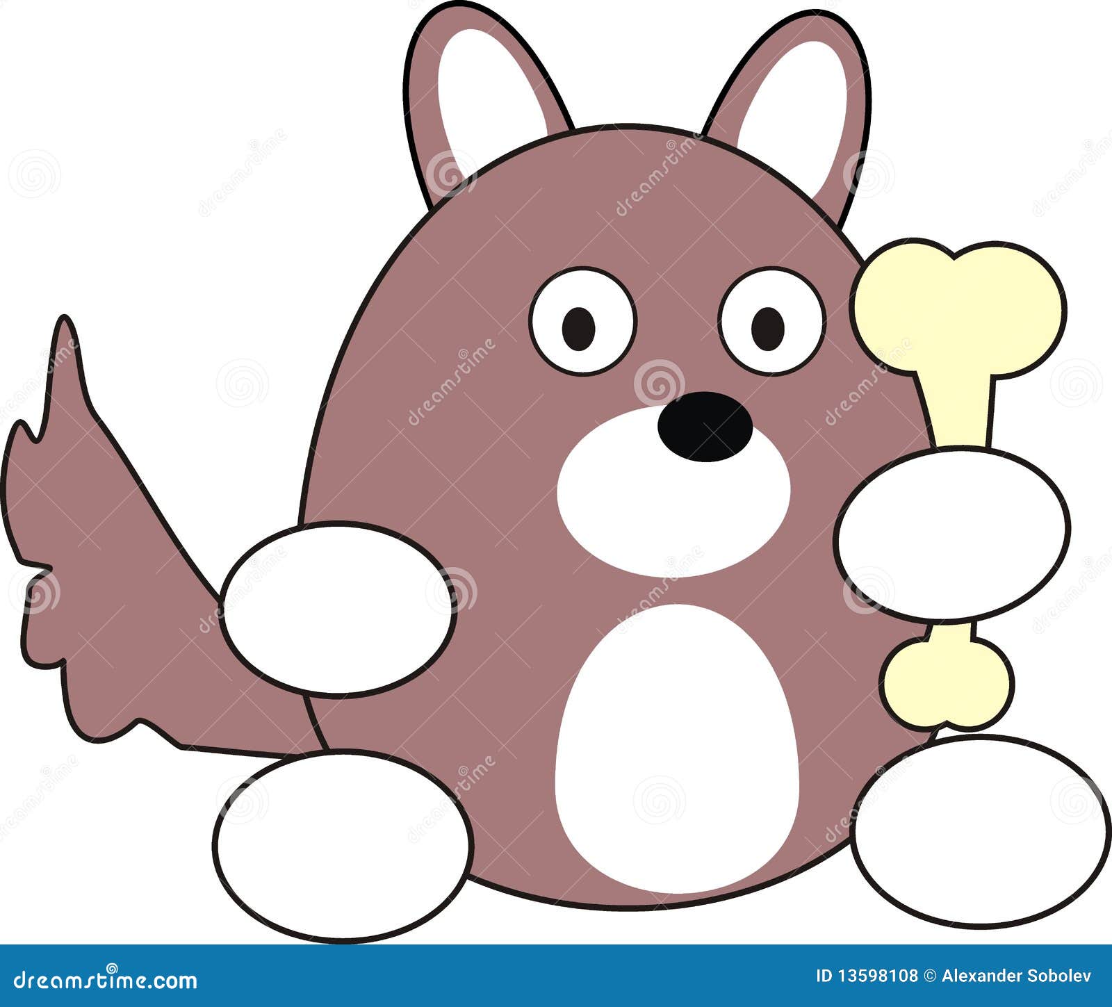 Cartoon dog with a bone stock vector. Illustration of drawn - 13598108