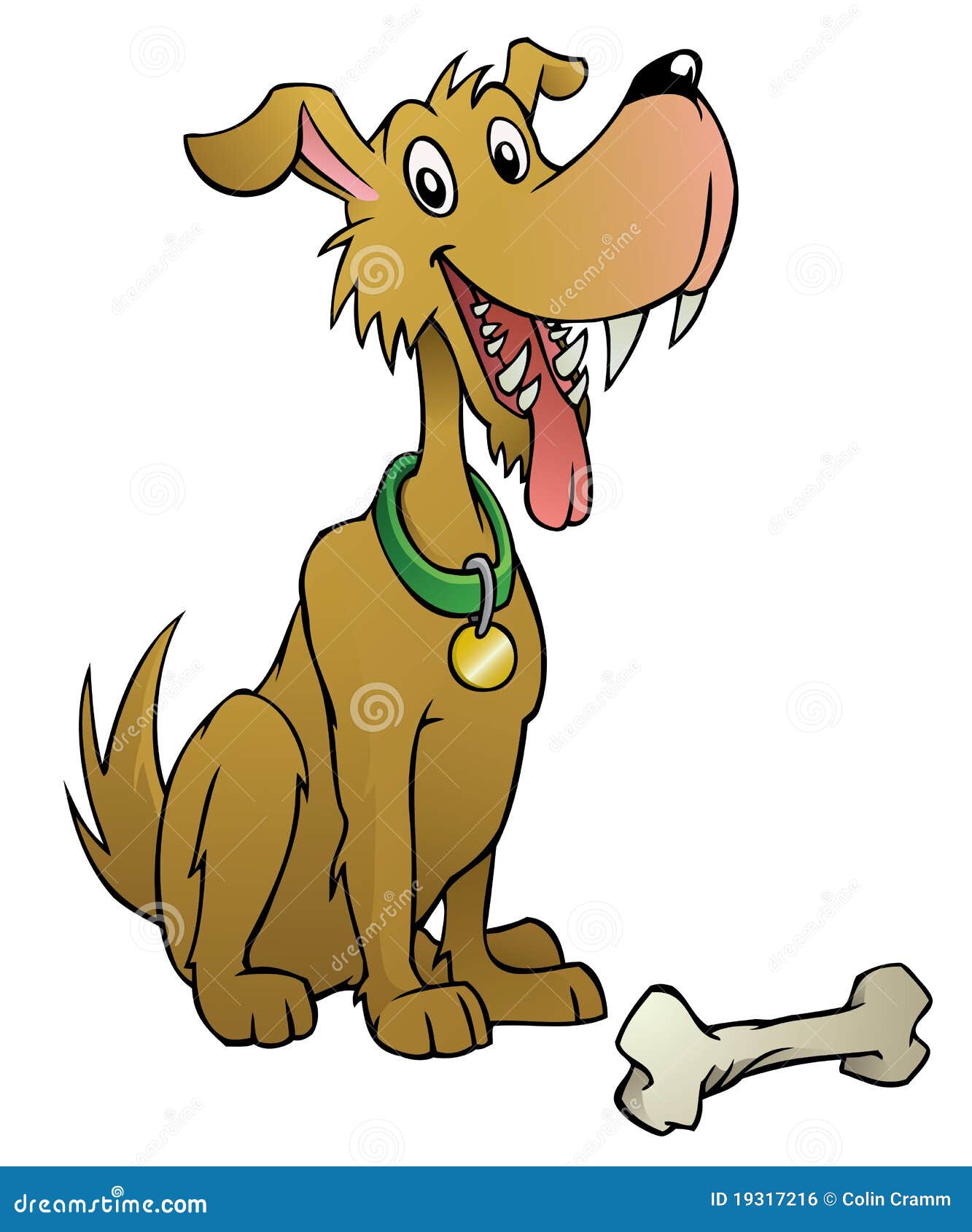 Cartoon dog with bone stock vector. Illustration of mammal - 19317216
