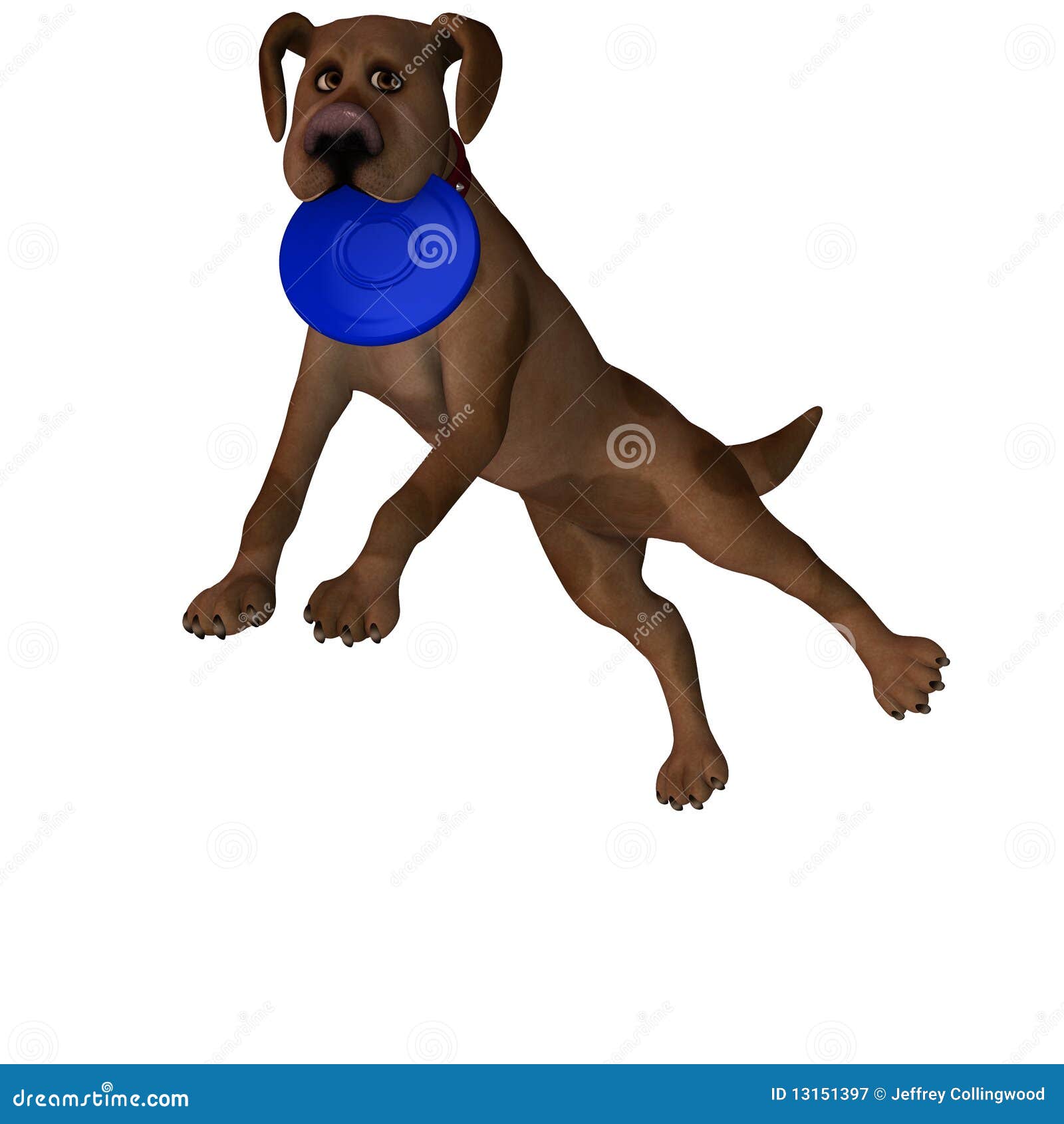Cartoon Dog - Catching a Frisbee Stock Illustration - Illustration of ...