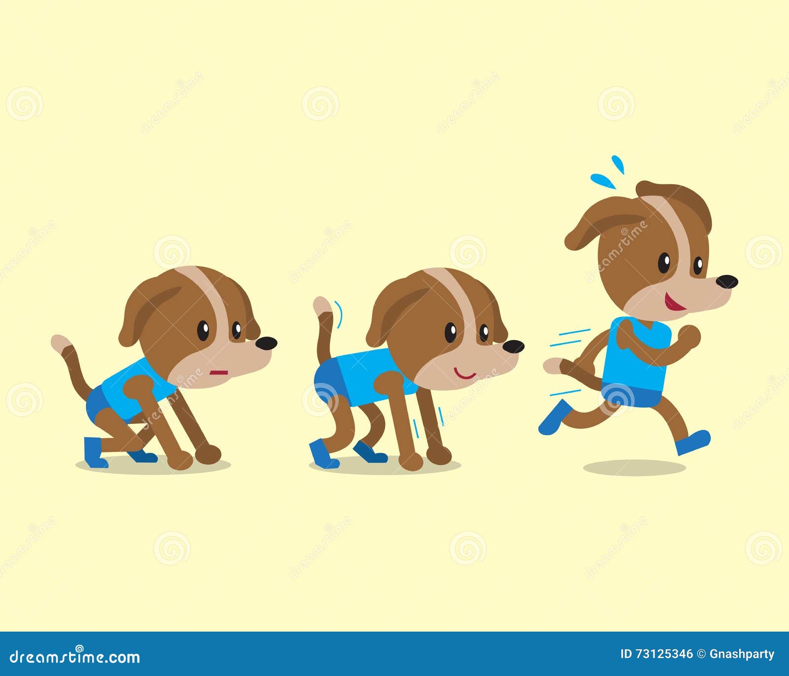 Cartoon Dog Character Running Step Stock Vector - Illustration of ...