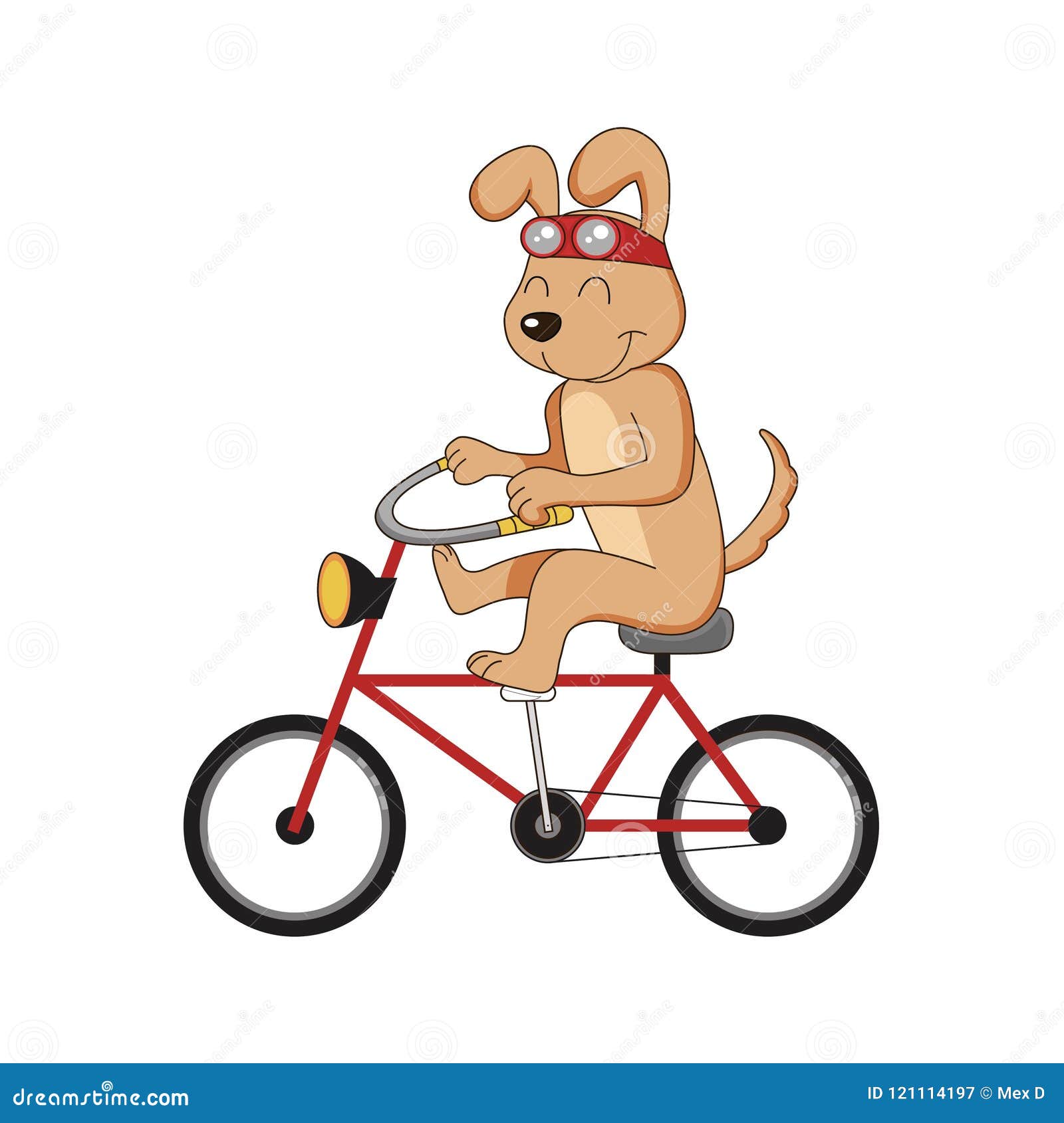 Cartoon Dog is Cycling with a Happy Face Stock Vector - Illustration of ...