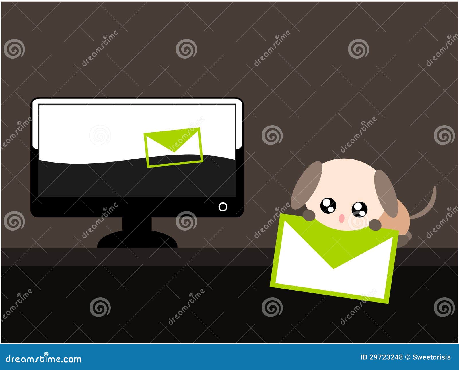 Cartoon Dog with E-mail Illustration Stock Vector - Illustration of ...