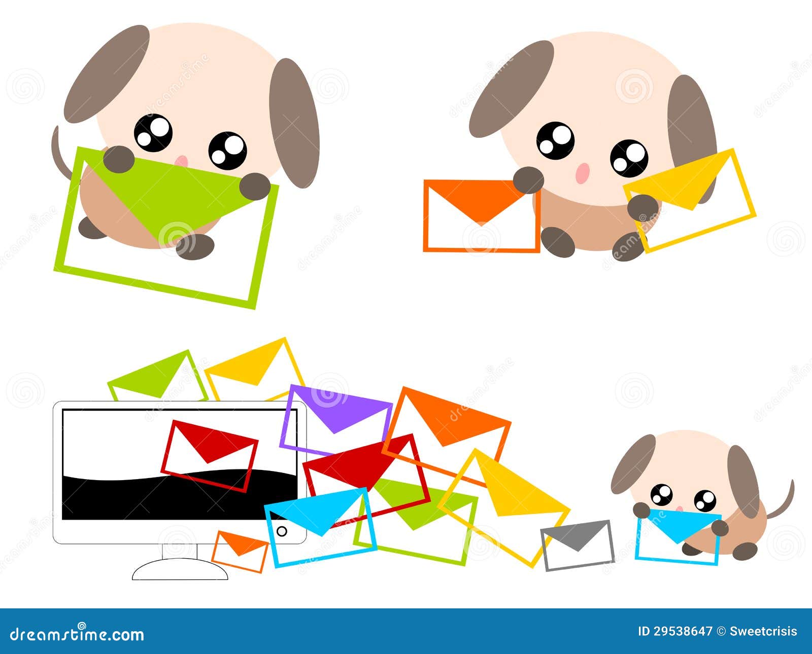 Cartoon Dog with E-mail Illustration Stock Vector - Illustration of ...