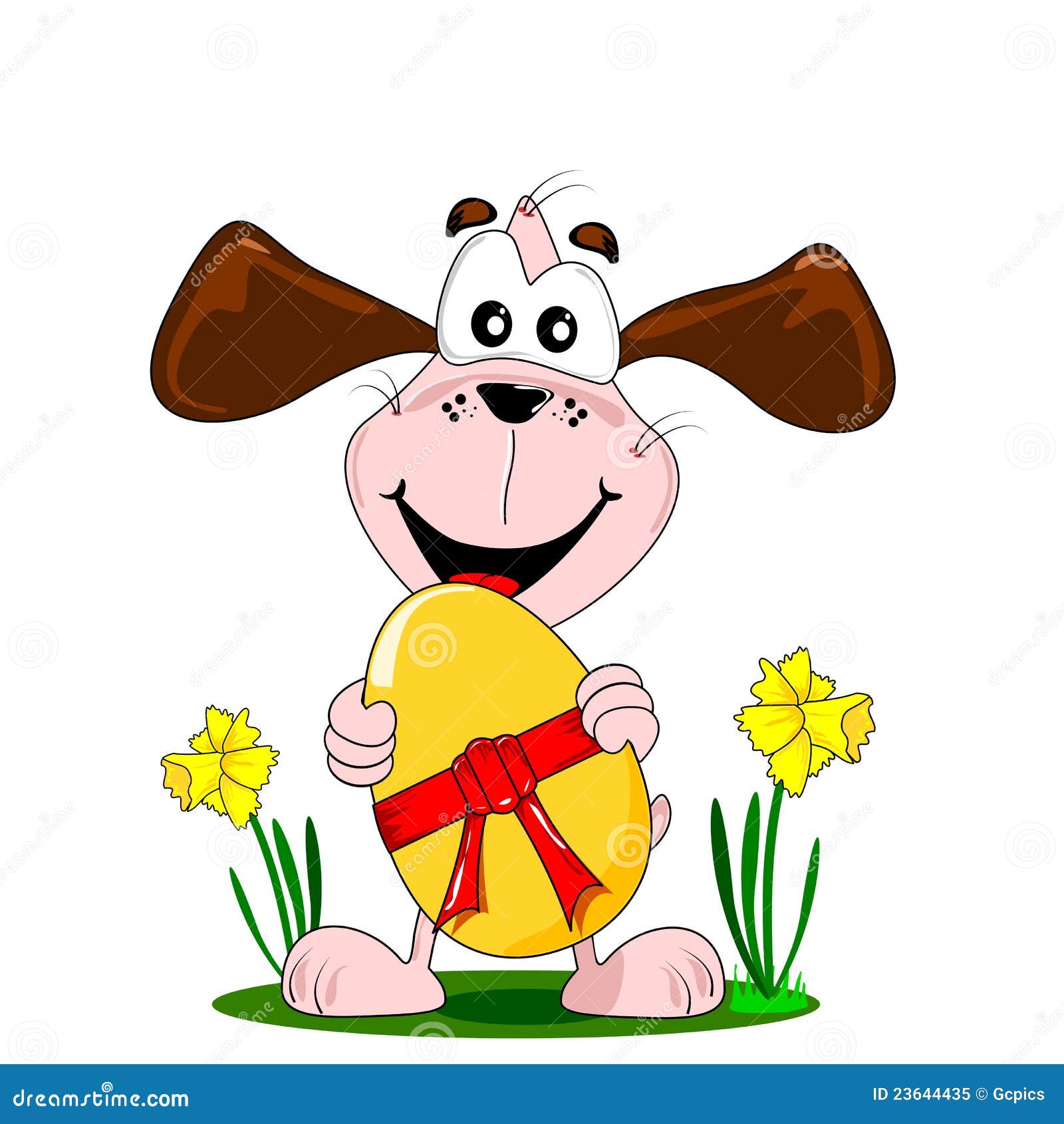 Cartoon dog and Easter egg stock vector. Illustration of flower - 23644435
