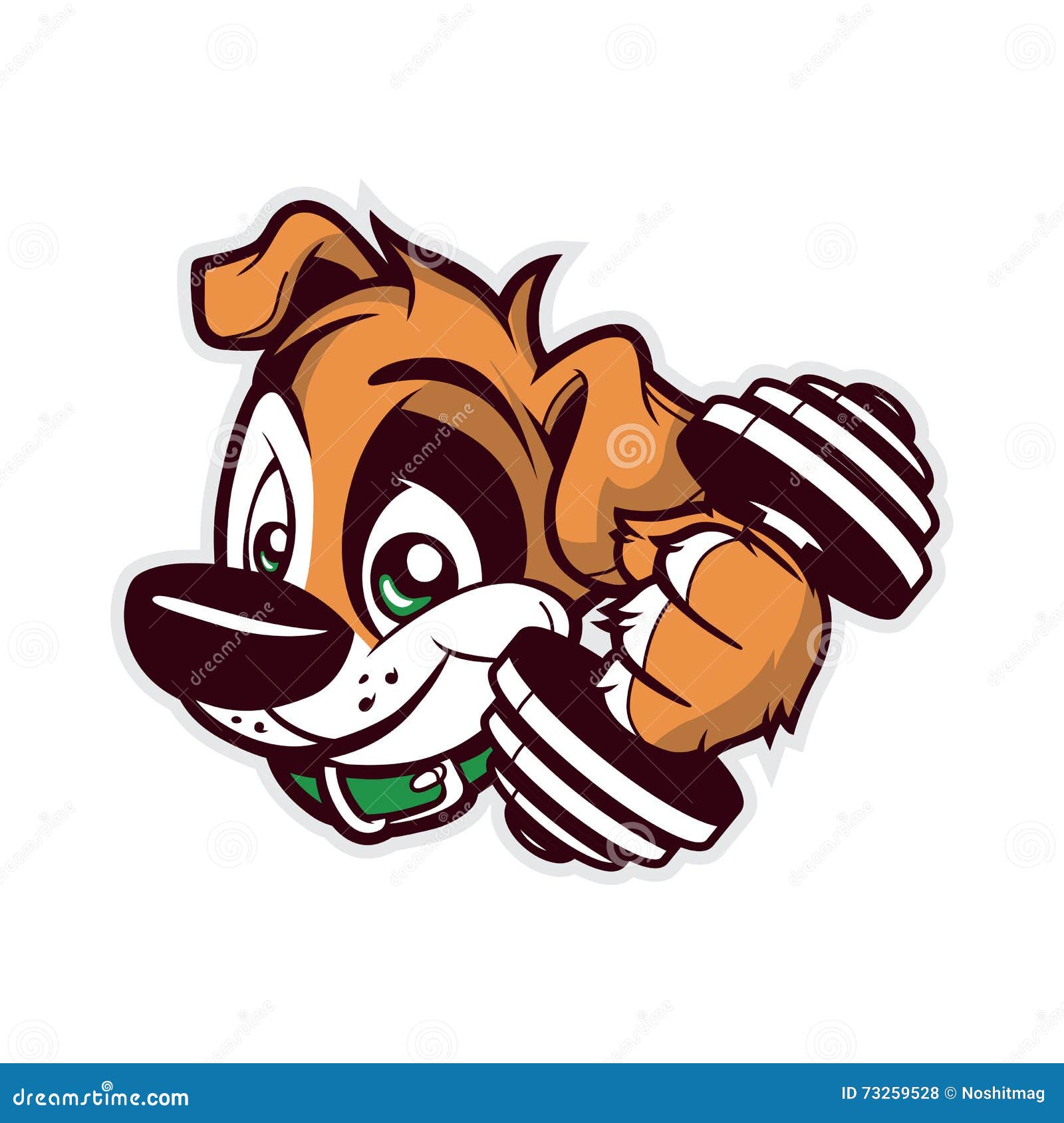 Cartoon dog gym stock vector. Illustration of work, positive - 73259528