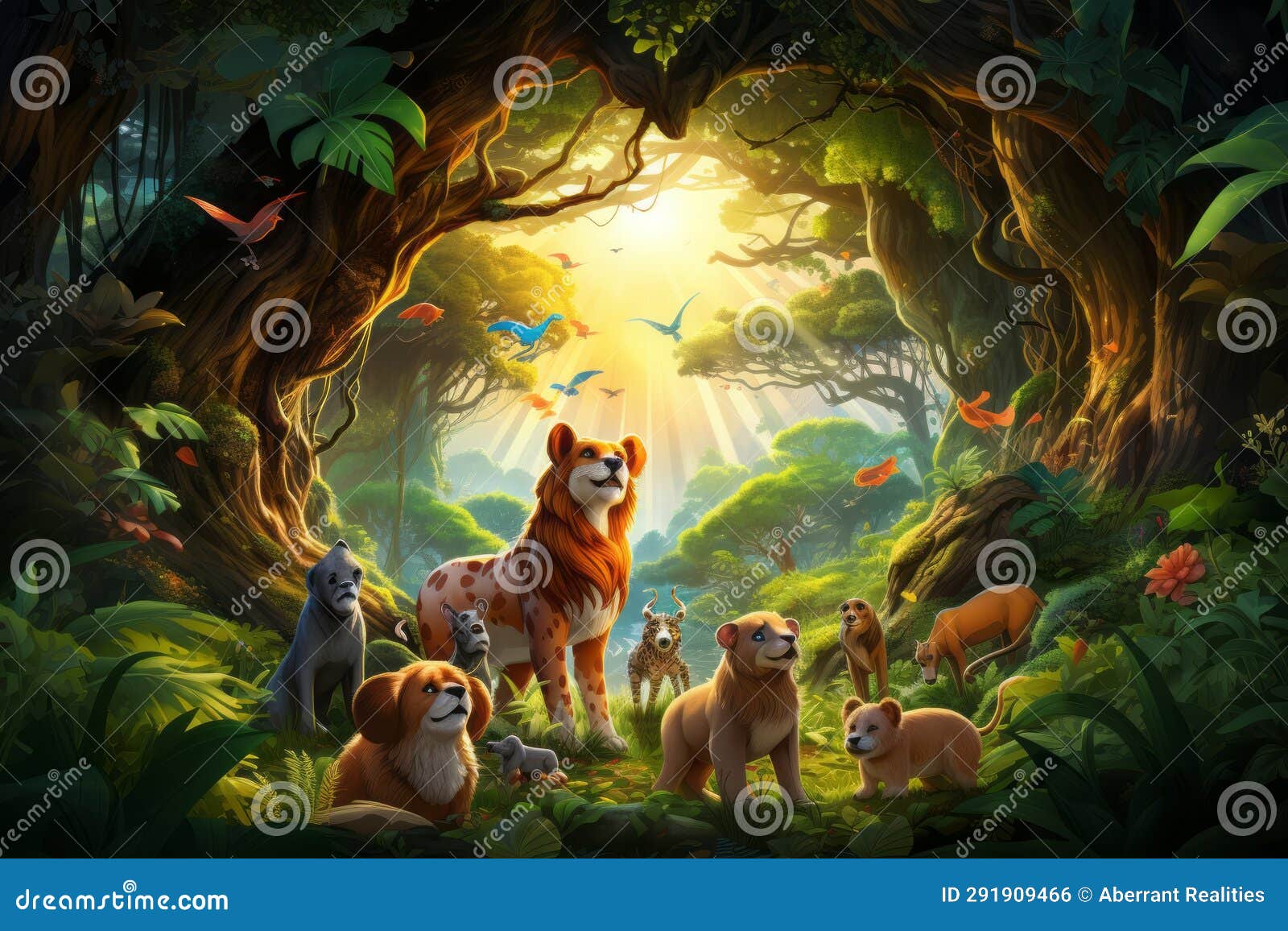 A Cartoon Dog and His Friends in the Forest Stock Illustration ...