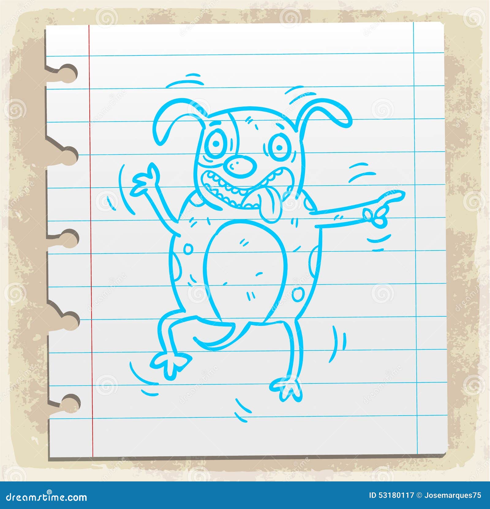 Cartoon Dog on Paper Note, Vector Illustration Stock Vector ...