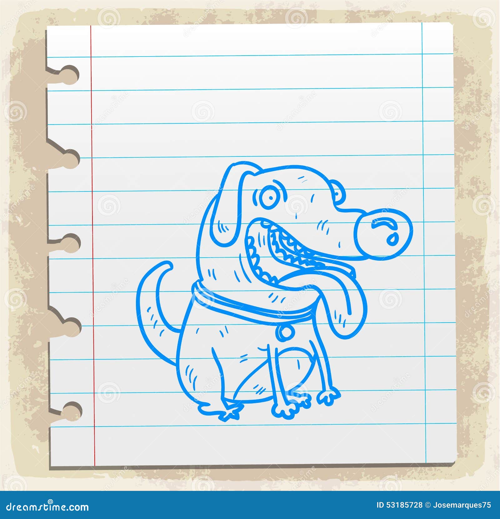 Cartoon Dog on Paper Note, Vector Illustration Stock Vector ...