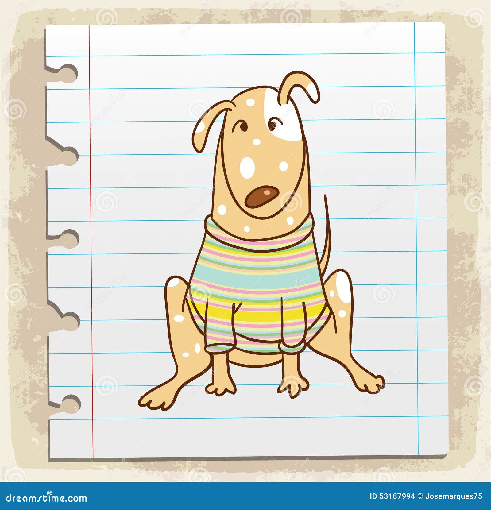 Cartoon Dog On Paper Note, Vector Illustration Stock Vector - Image ...