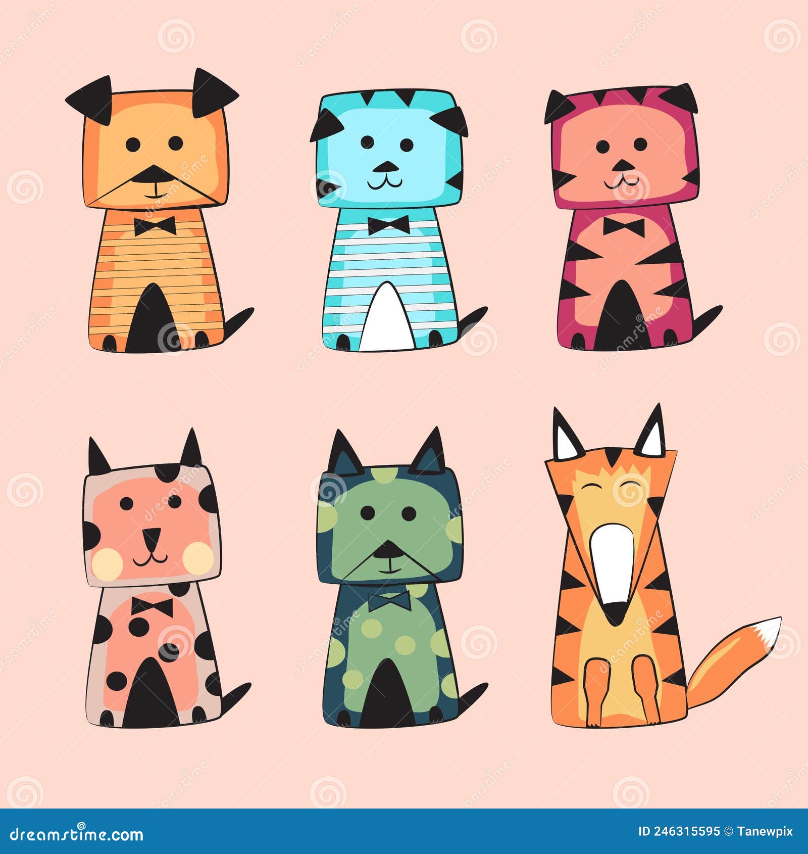 Cartoon Dog Pattern Beautiful Colors Stock Vector - Illustration of ...