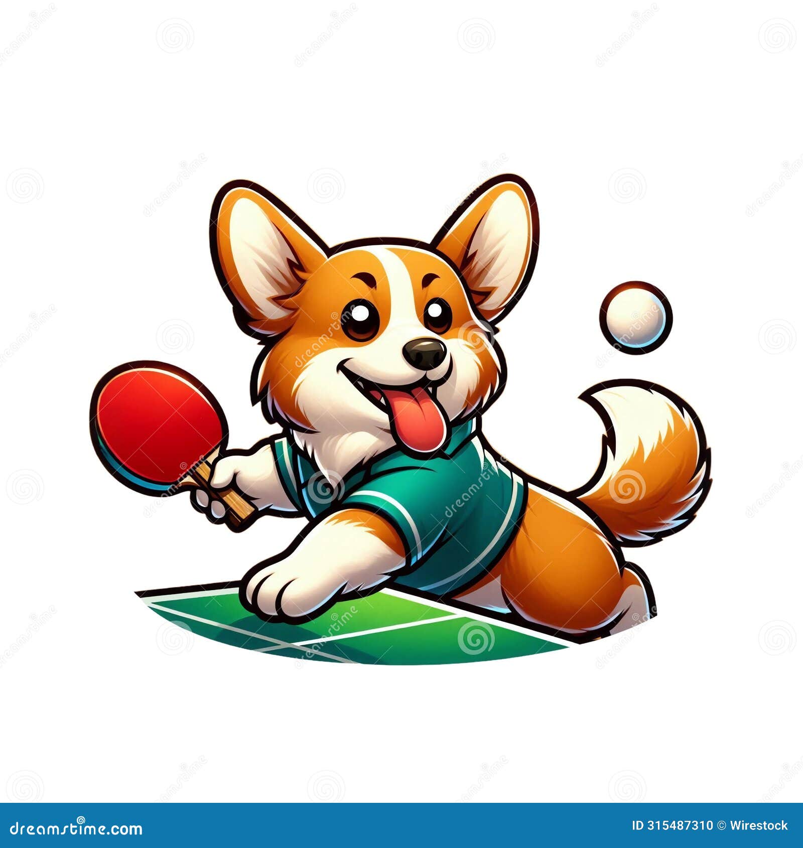 Cartoon Dog Playing Ping Pong, AI-generated. Stock Illustration ...