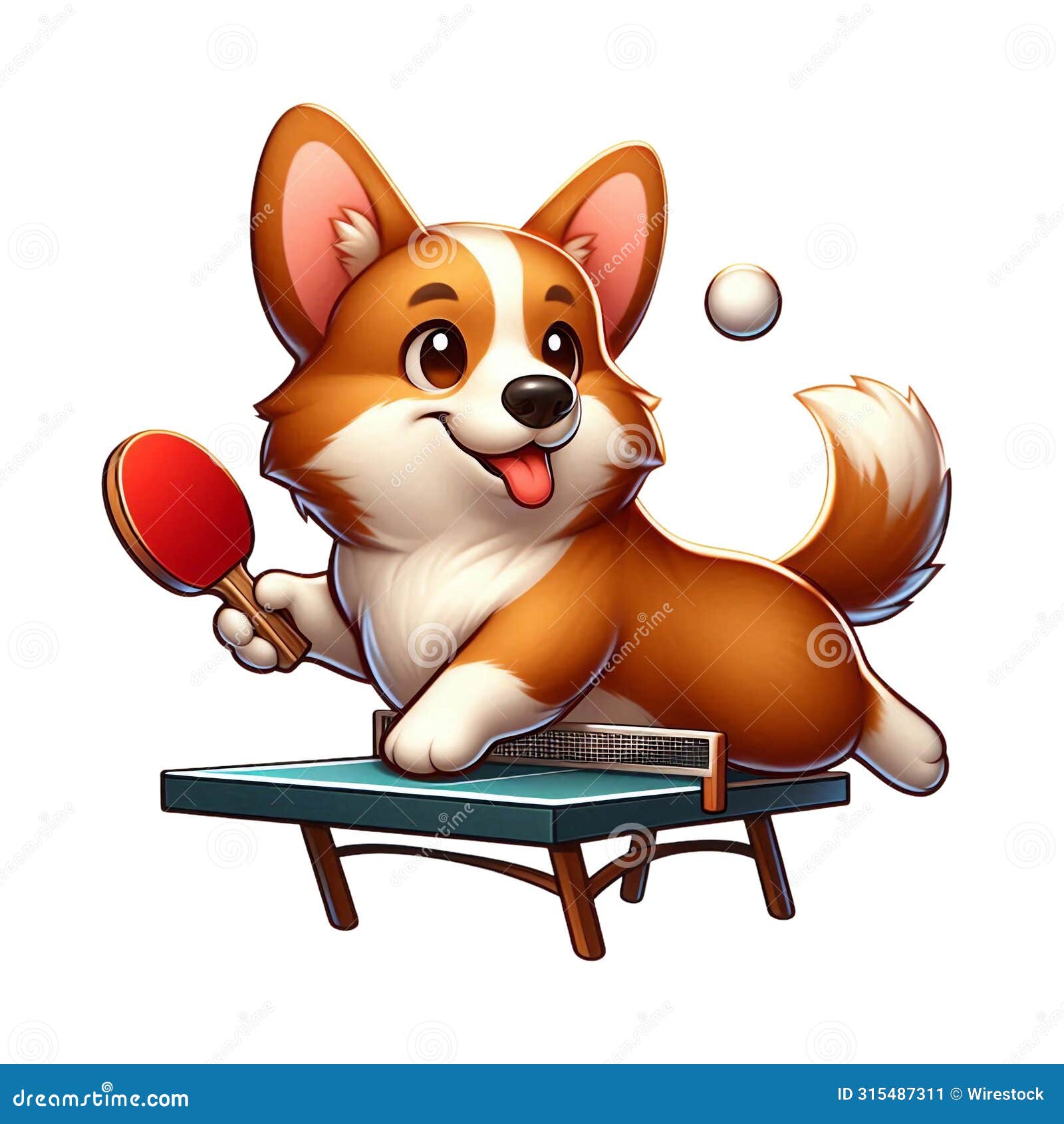 Cartoon Dog Playing Ping Pong, AI-generated. Stock Image - Image of ...
