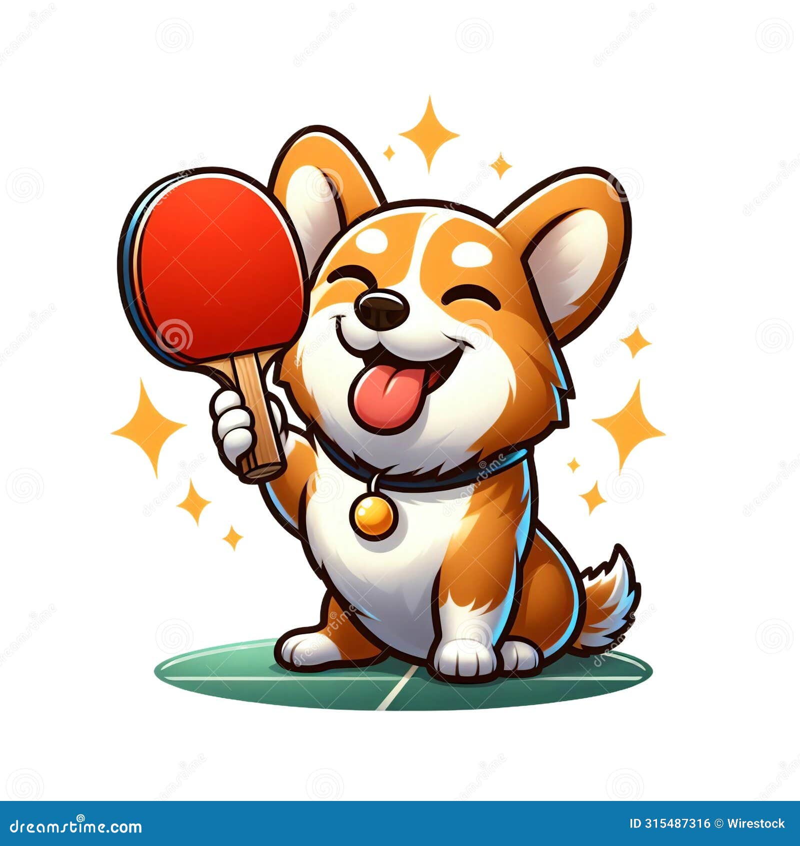 Cartoon Dog Playing Ping Pong, AI-generated. Stock Illustration ...