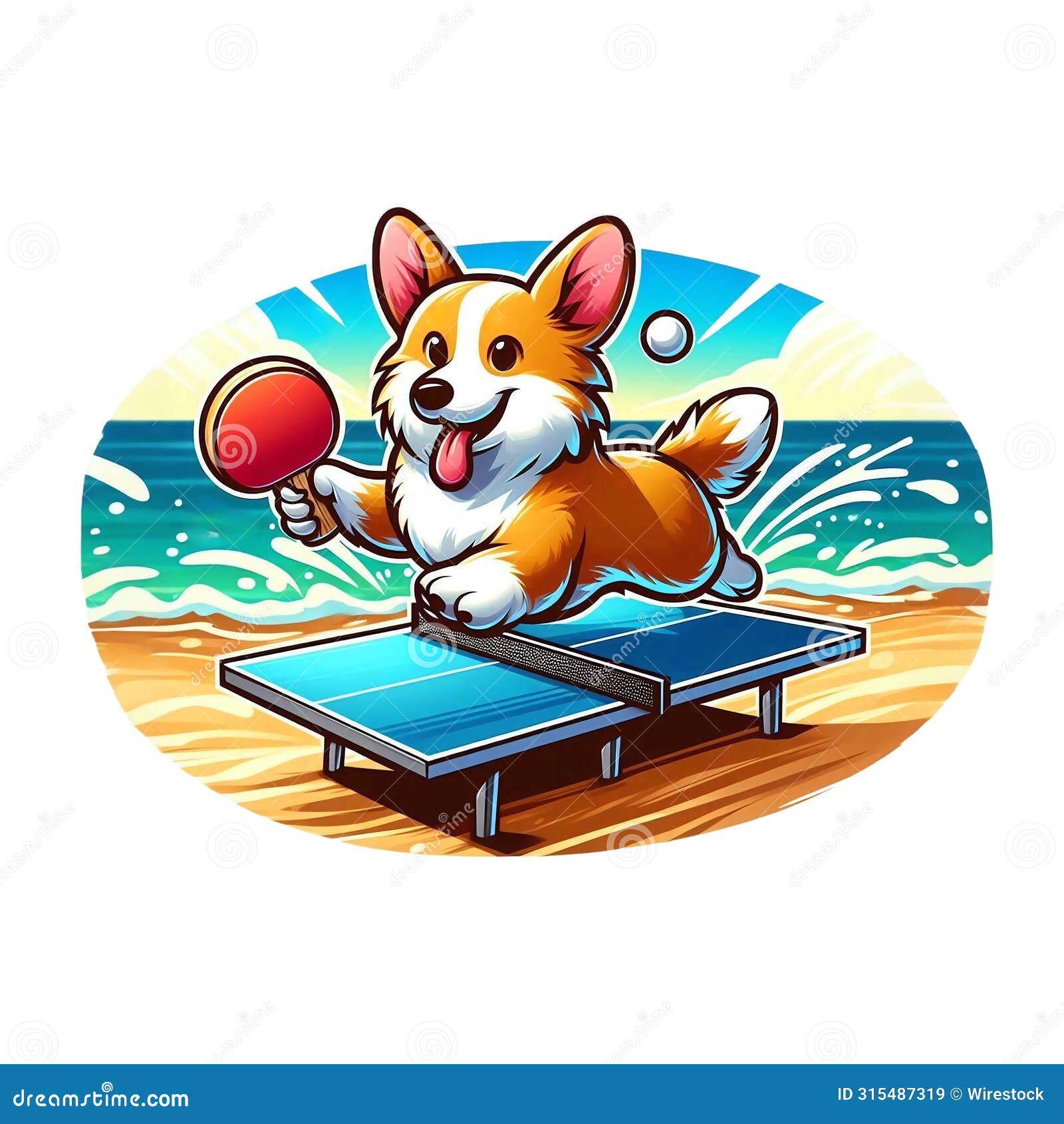Cartoon Dog Playing Ping Pong, AI-generated. Stock Illustration ...