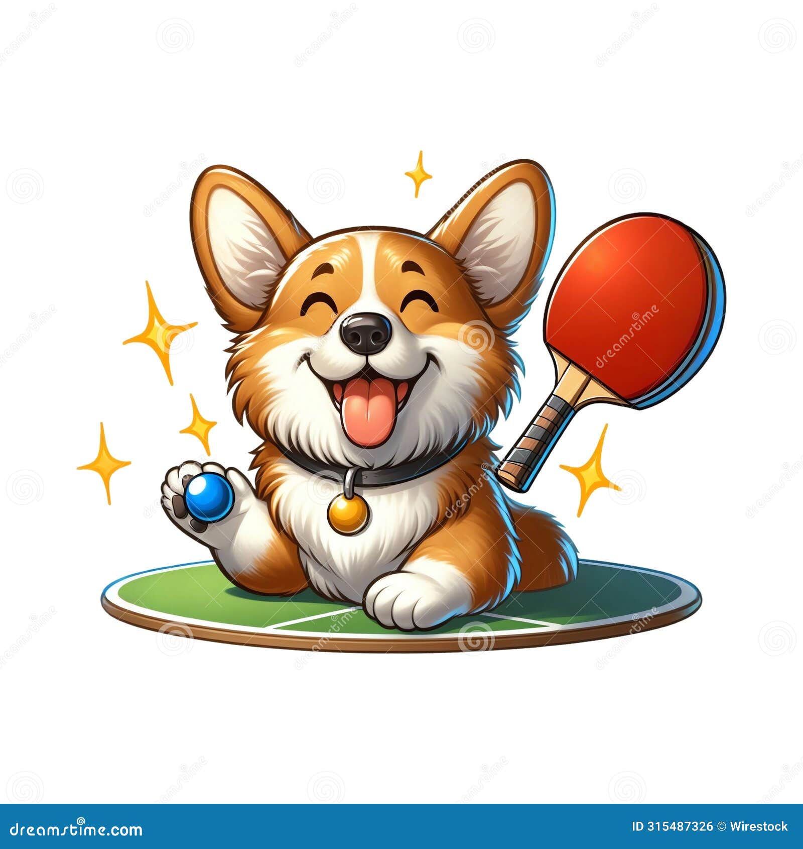 Cartoon Dog Playing Ping Pong, AI-generated. Stock Illustration ...