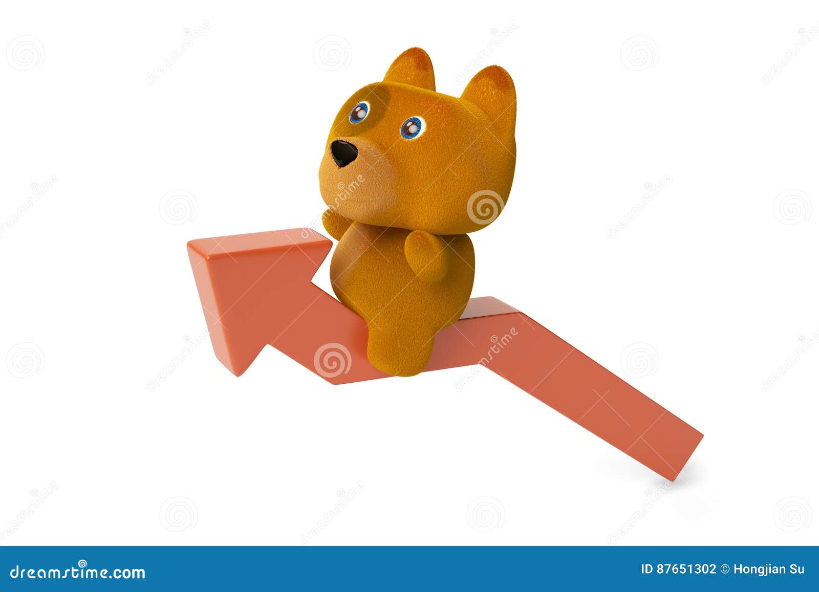 A Cartoon Dog on Red Arrow, 3D Illustration. Stock Illustration ...