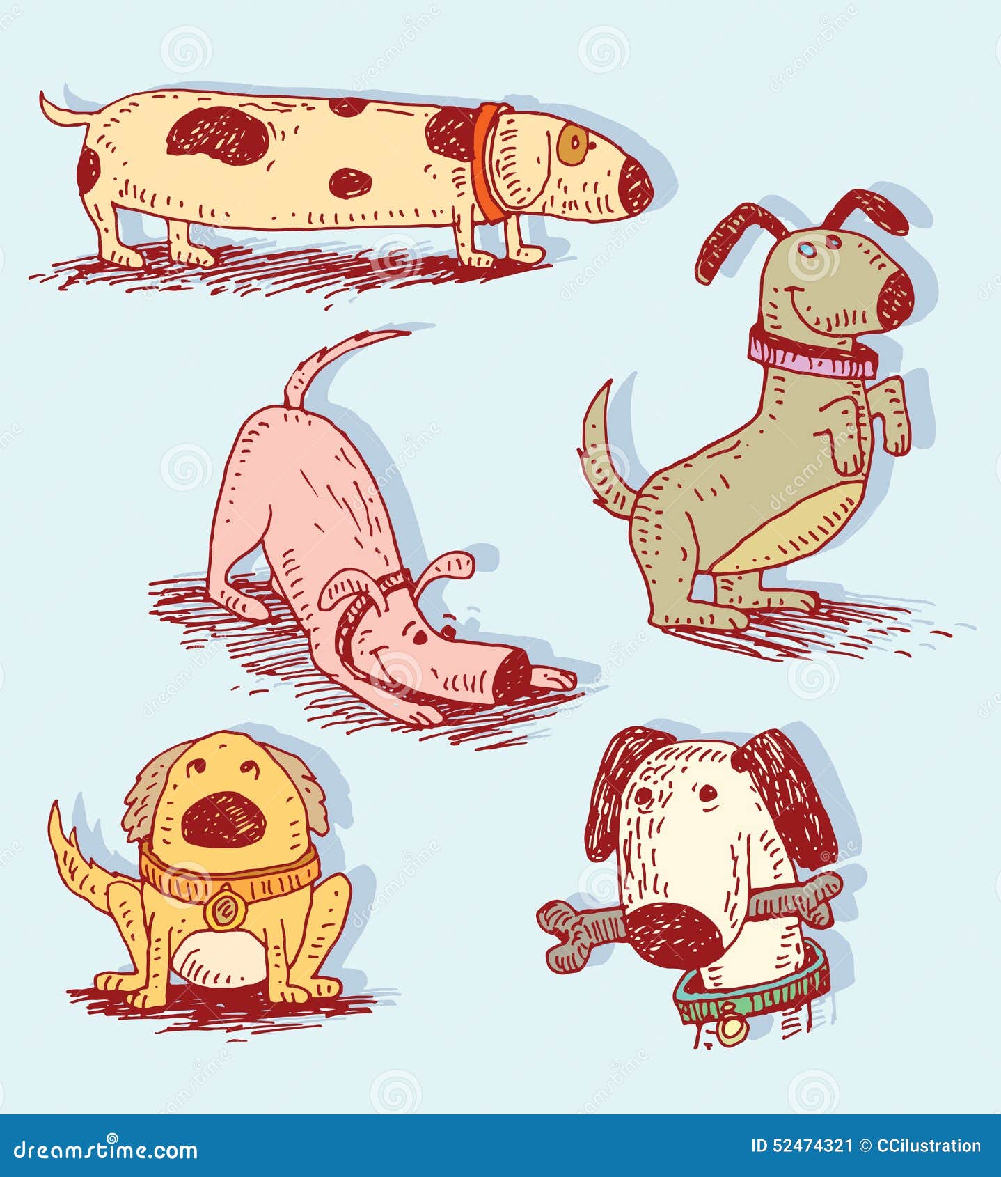 Cartoon Dog Set, Vector Illustration Stock Vector - Illustration of ...