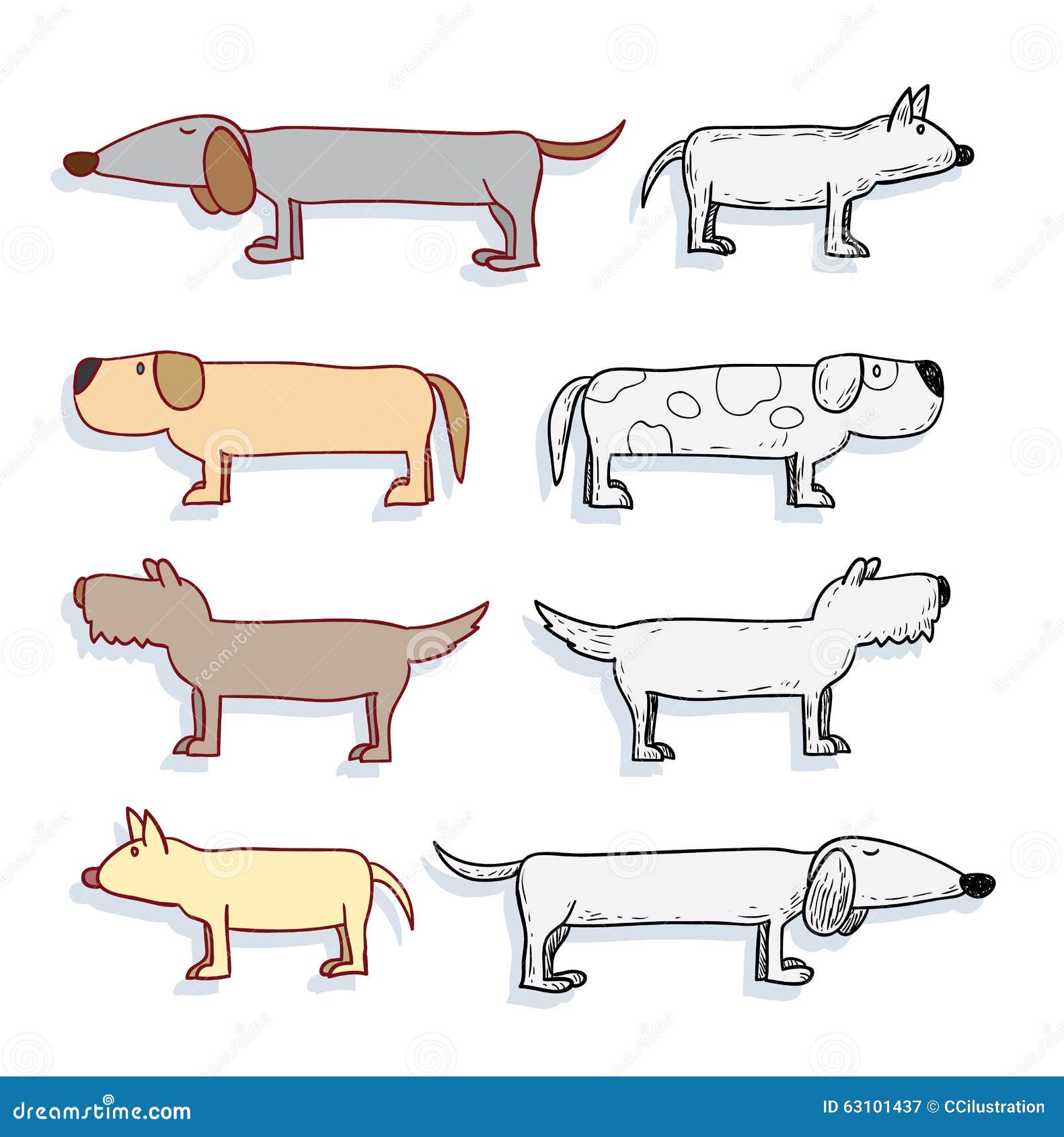 Cartoon Dog Set, Vector Illustration. Stock Vector - Illustration of ...