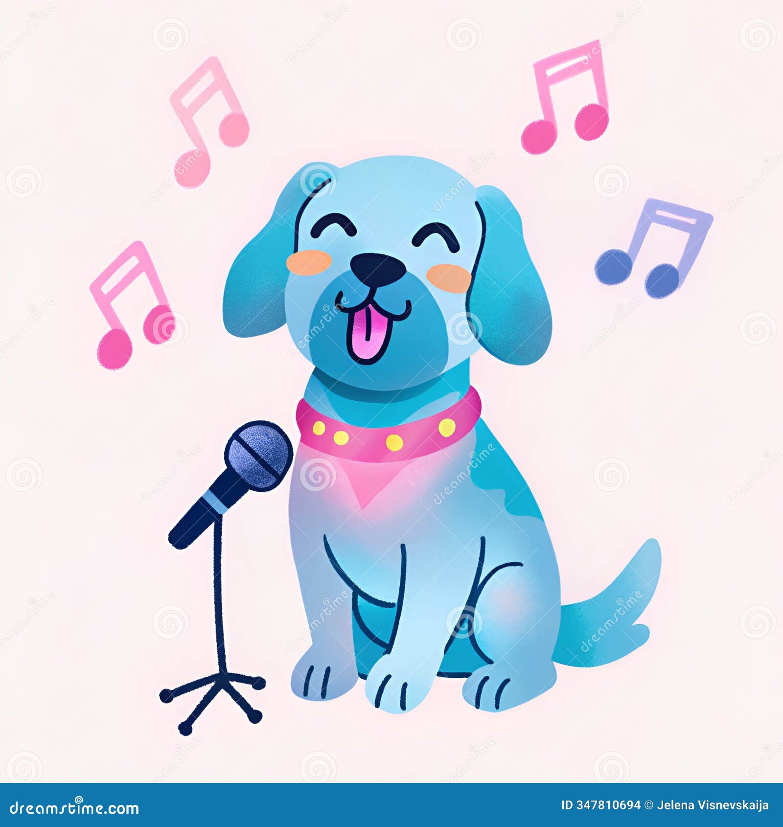 A Cartoon Dog is Singing into a Microphone Stock Illustration ...