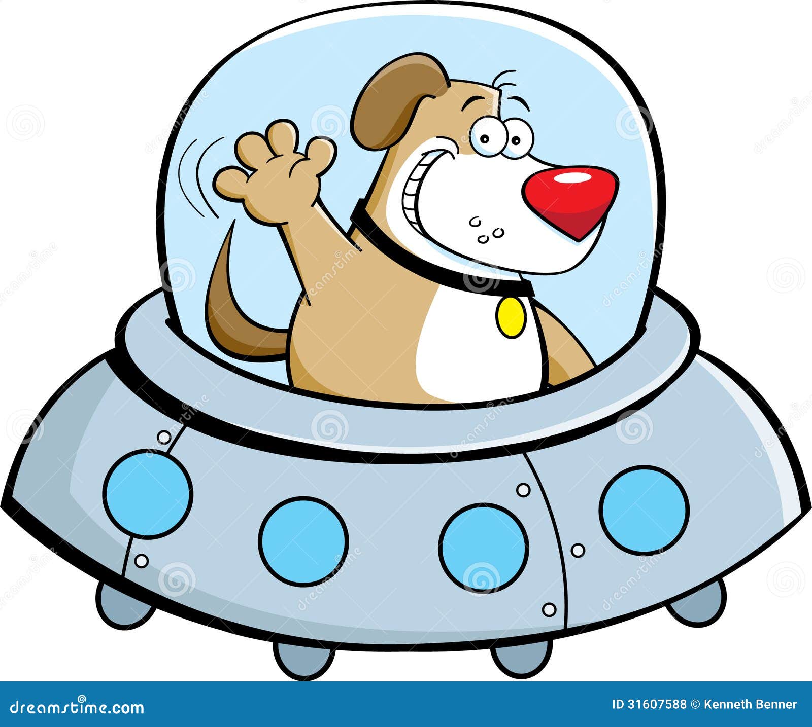Cartoon dog in a spaceship stock vector. Illustration of cartoon - 31607588