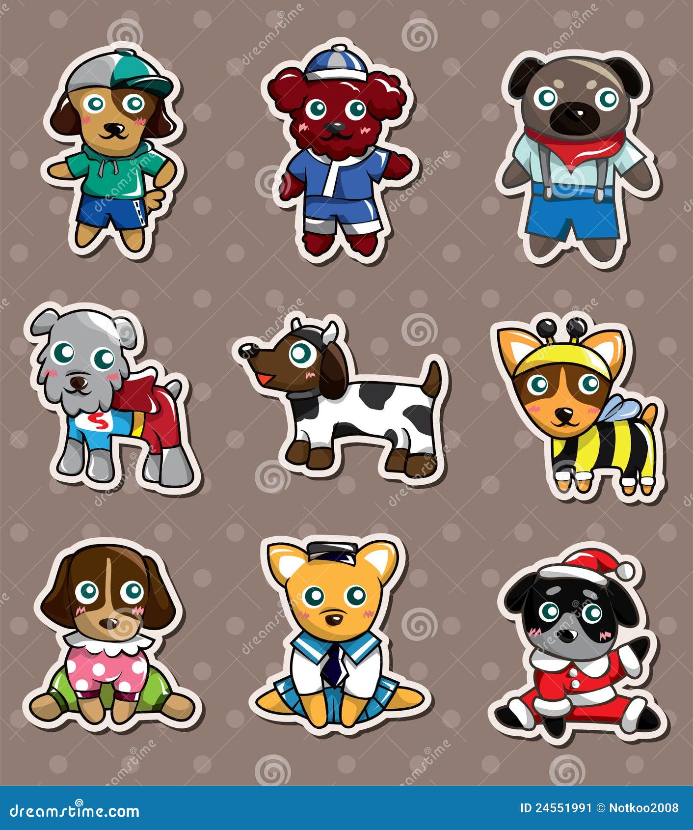 Cartoon dog stickers stock vector. Illustration of retro - 24551991