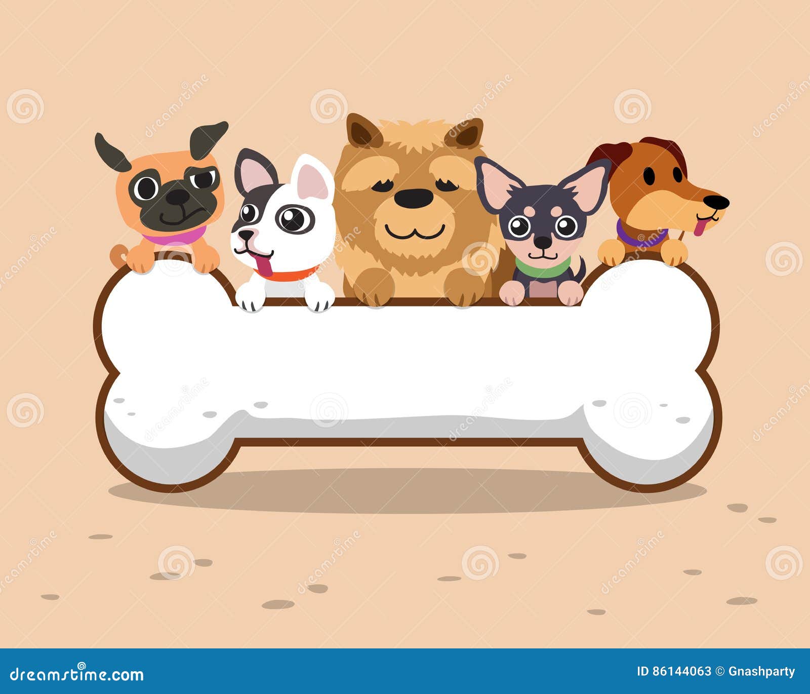 Cartoon Dogs with Big Bone Sign Stock Vector - Illustration of ...