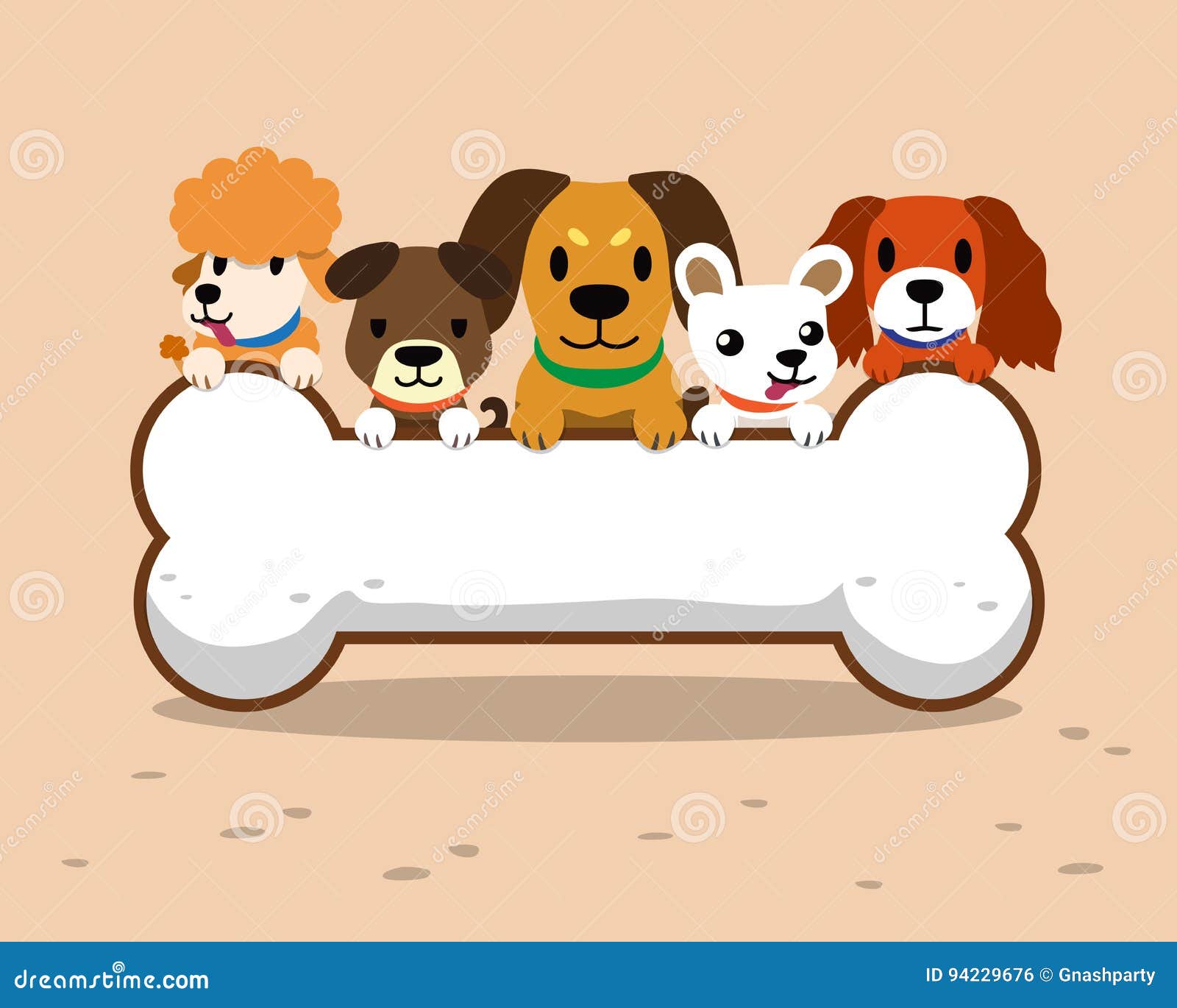 Cartoon Dogs and Big Bone Sign Stock Vector - Illustration of ...