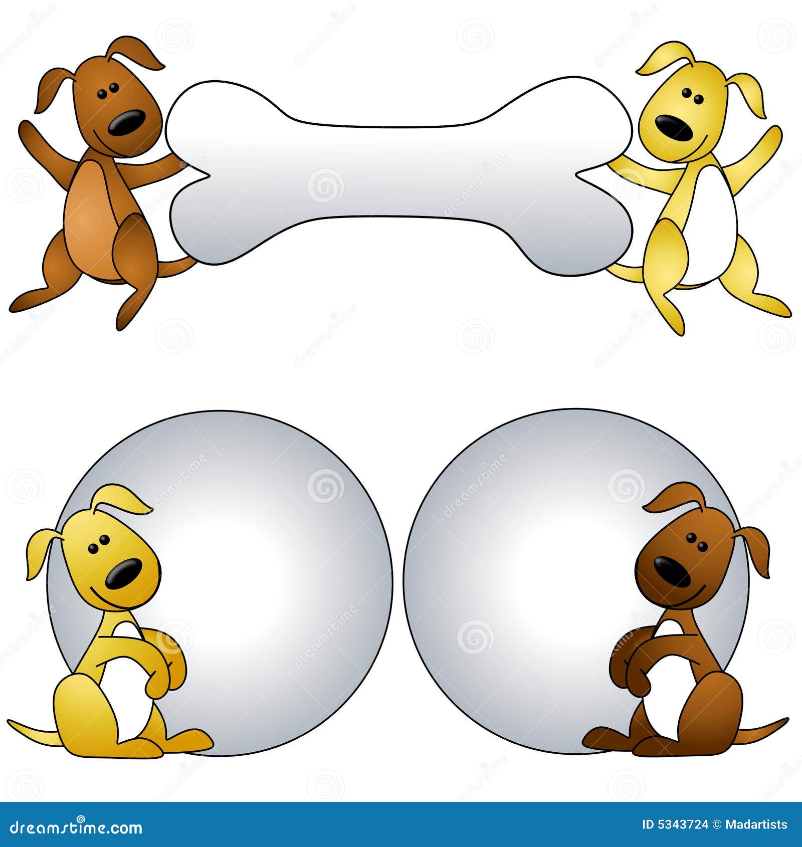 Cartoon Dogs with Bone Logo Stock Illustration - Illustration of brown ...