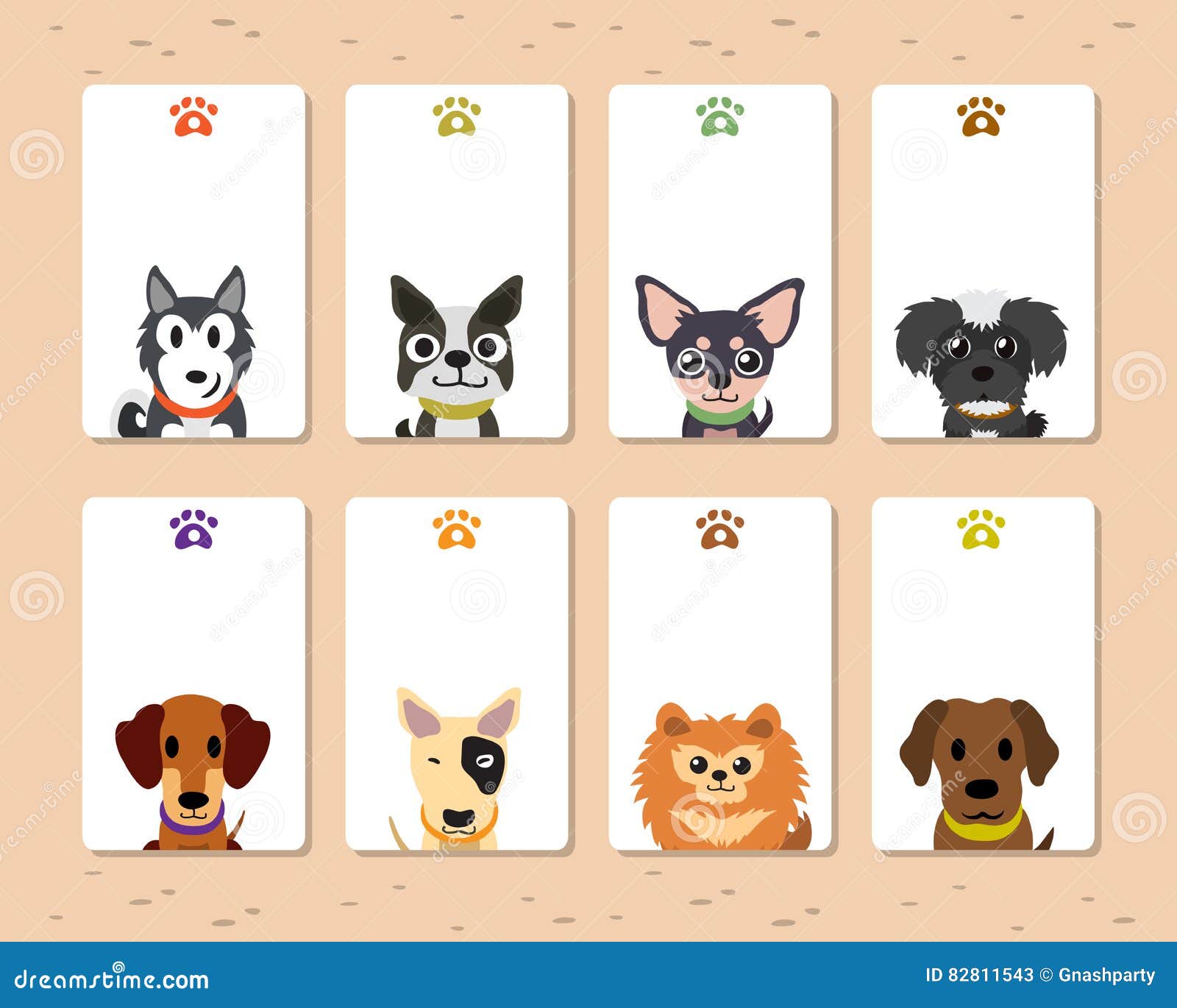 Cartoon dogs card template stock vector. Illustration of cute - 82811543