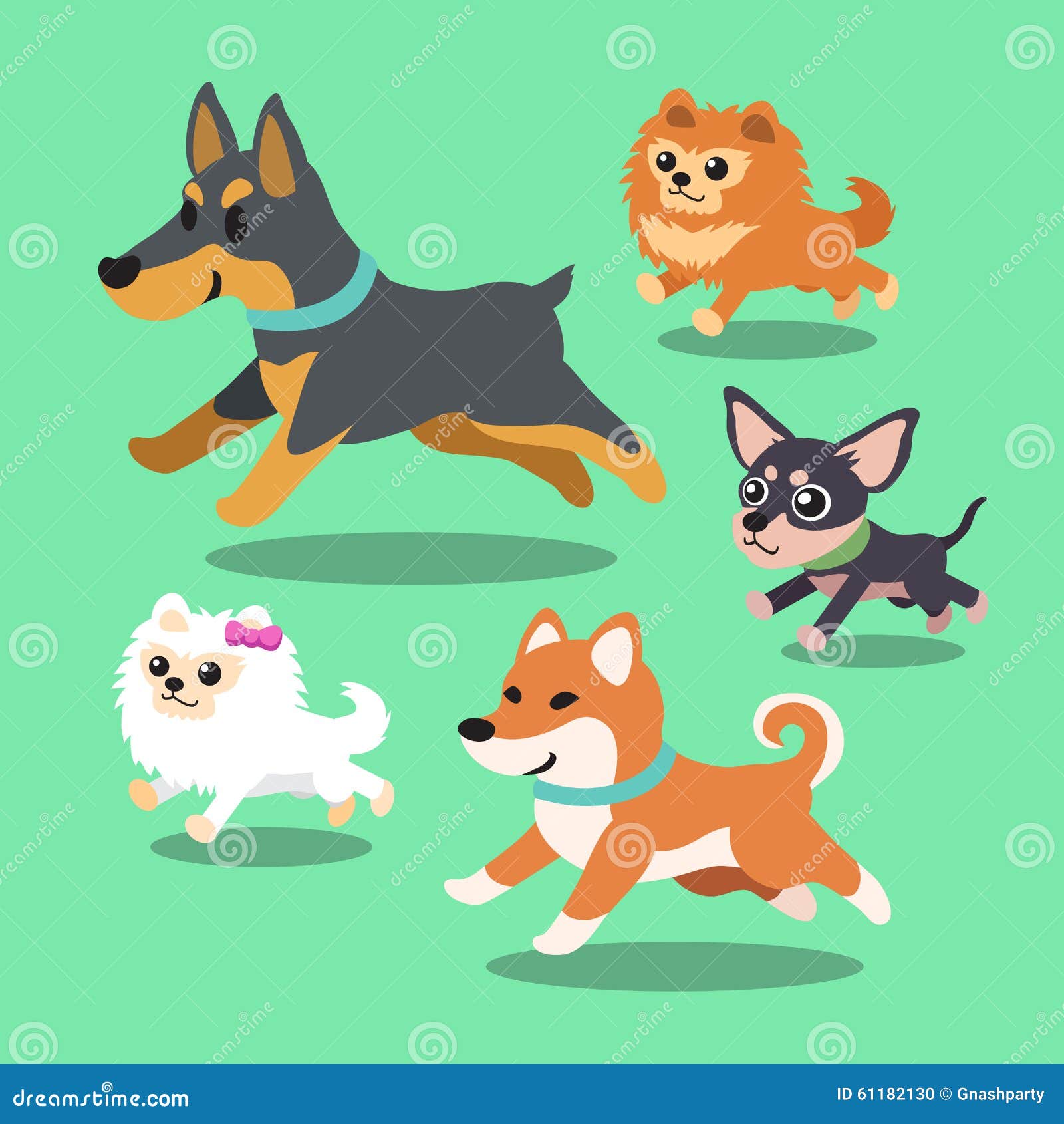 Cartoon Dogs Running Collection Stock Vector - Illustration of drawing ...