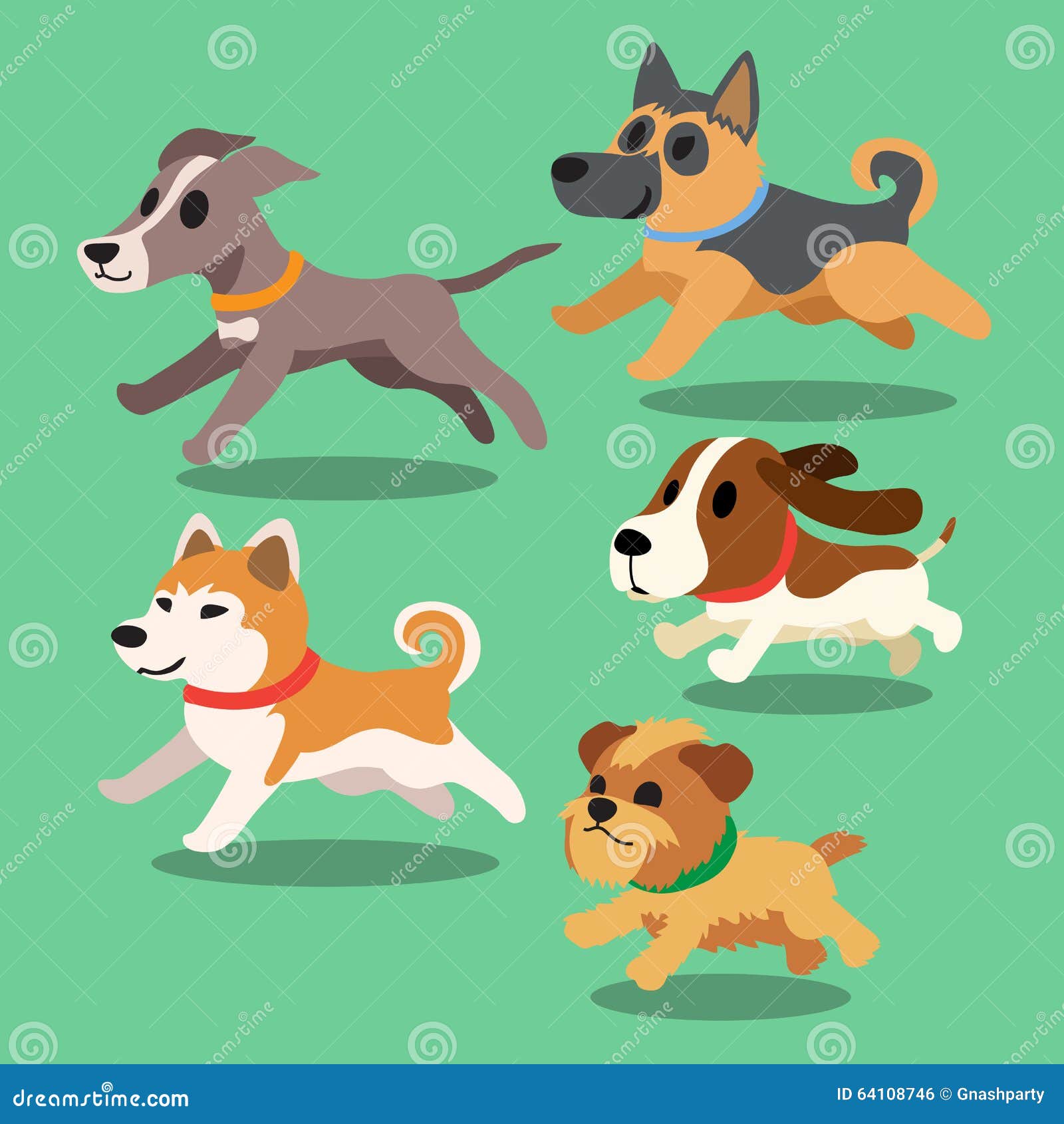 Cartoon dogs running stock vector. Illustration of cute - 64108746