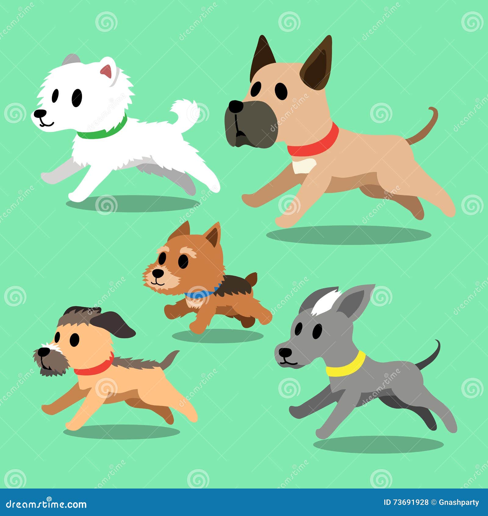 Cartoon dogs running stock vector. Illustration of character - 73691928