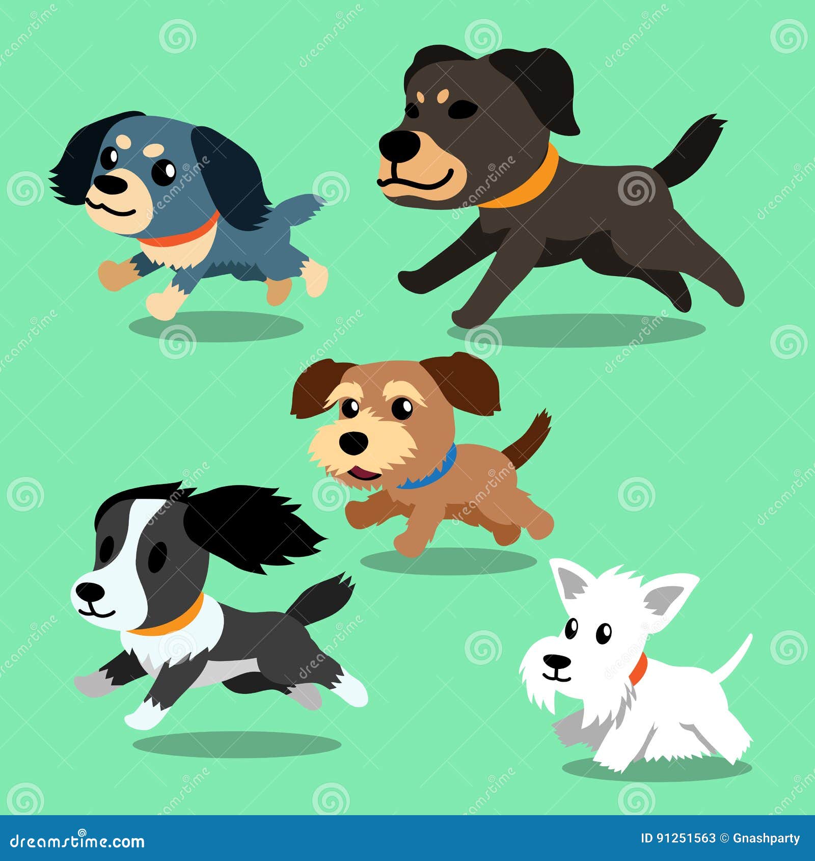 Cartoon dogs running stock vector. Illustration of cute - 91251563