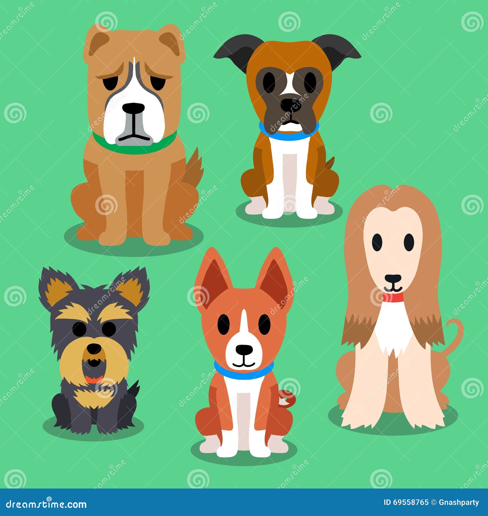 Set Of Cartoon Dogs With Happy Expressions, Vector | CartoonDealer.com ...